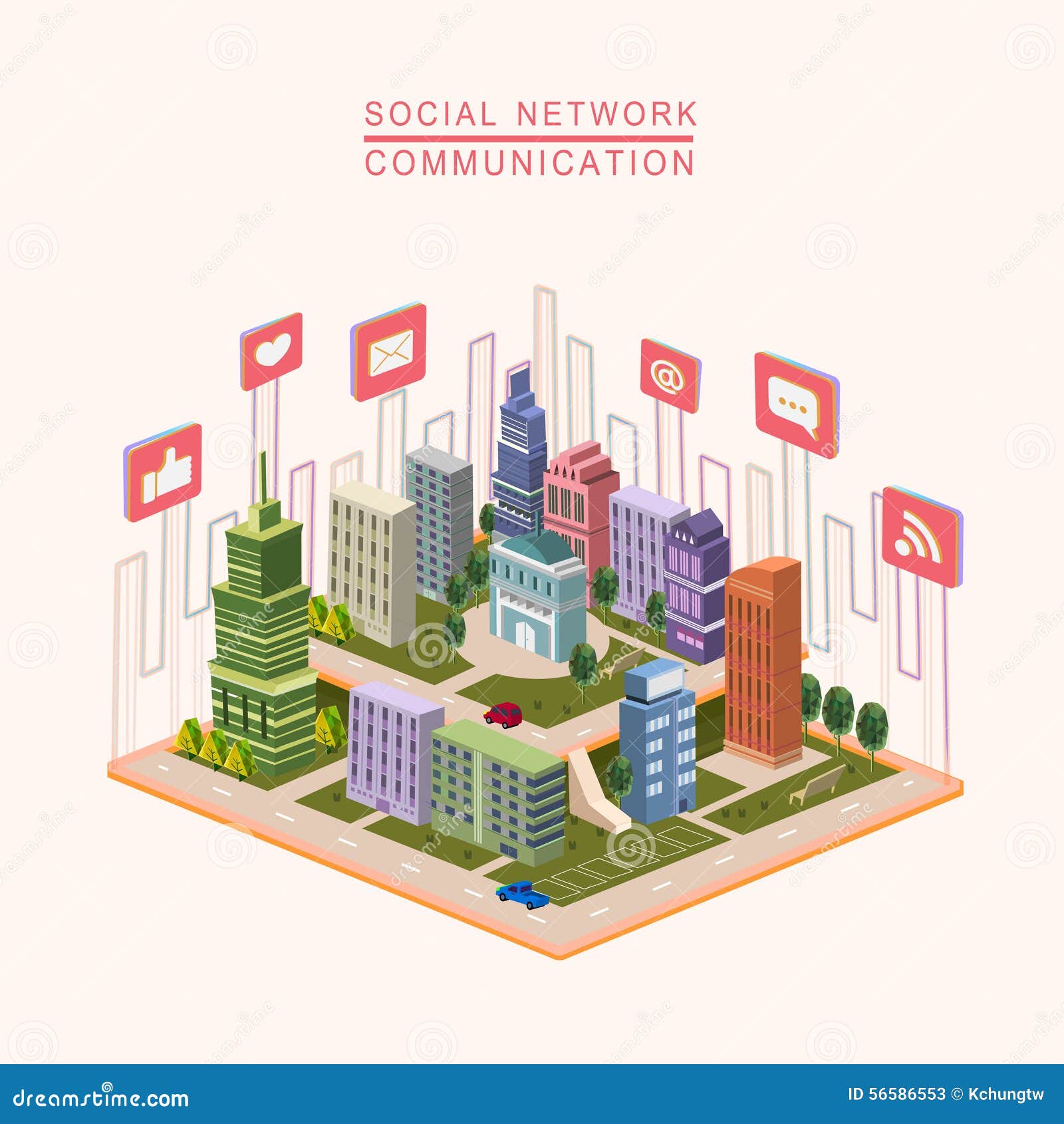 Social Network Concept 3d Isometric Infographic Stock Vector ...
