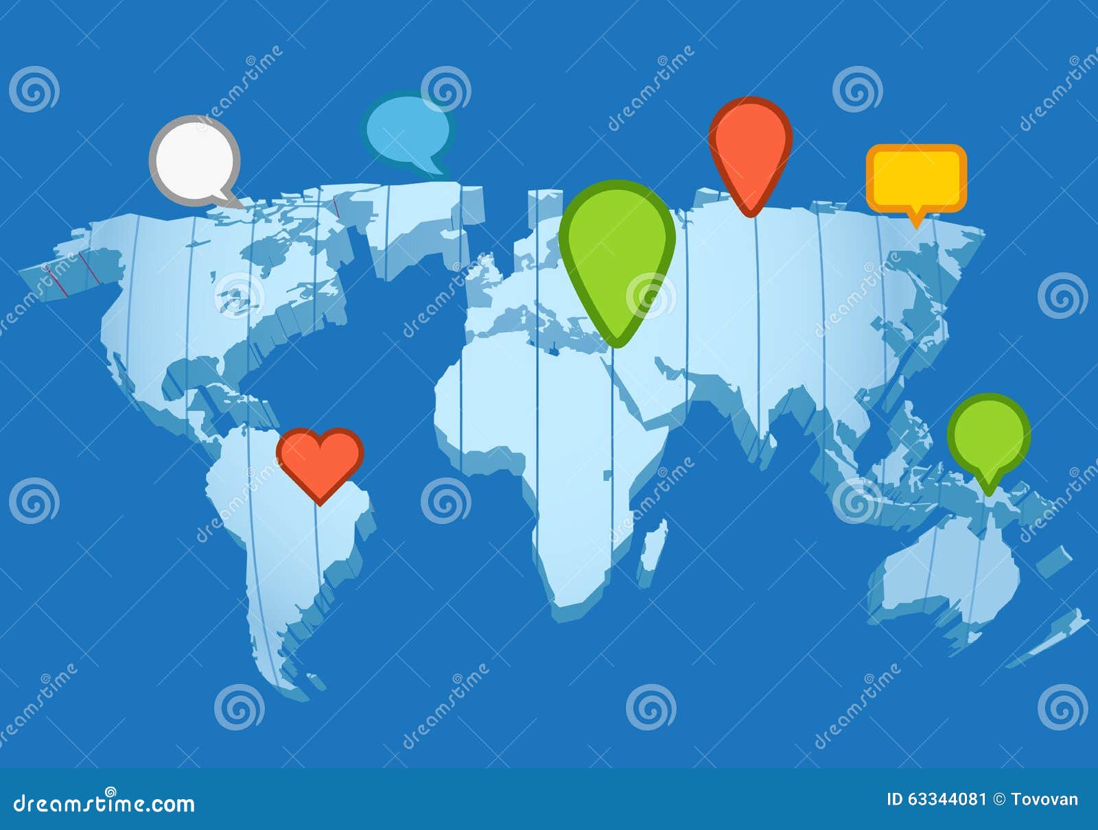 Social Network Concept. the Earth Map Stock Vector - Illustration of ...