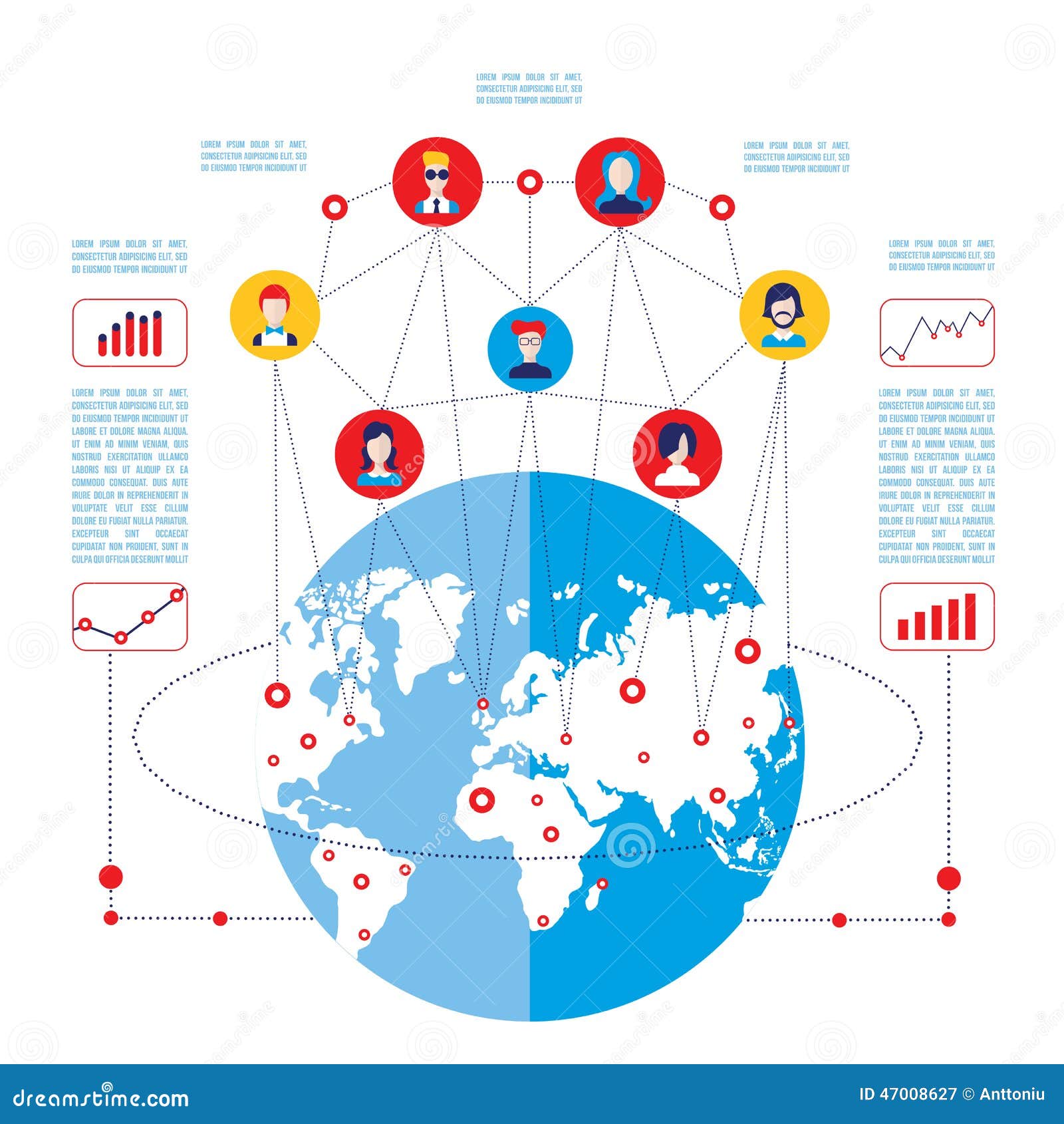 Social Network Concept Global Communication Infographic Elements Stock ...