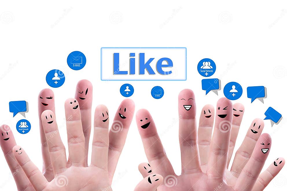 Social Network Concept of Happy Group of Fingerf Stock Image - Image of ...