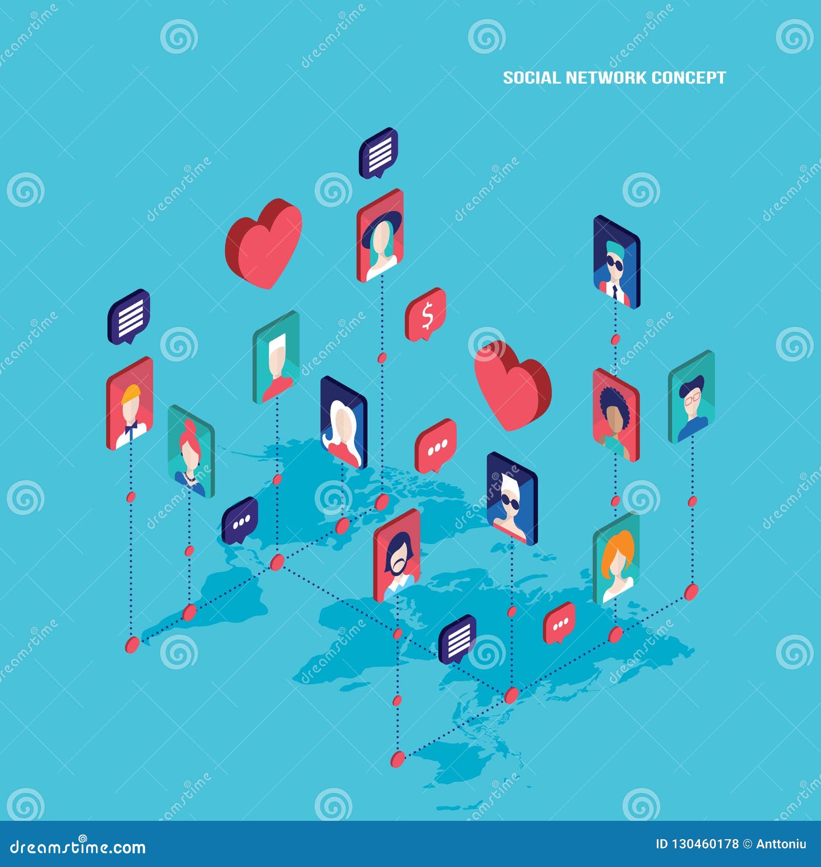 Social Network Concept Modern Flat Isometric Design Stock Illustration ...