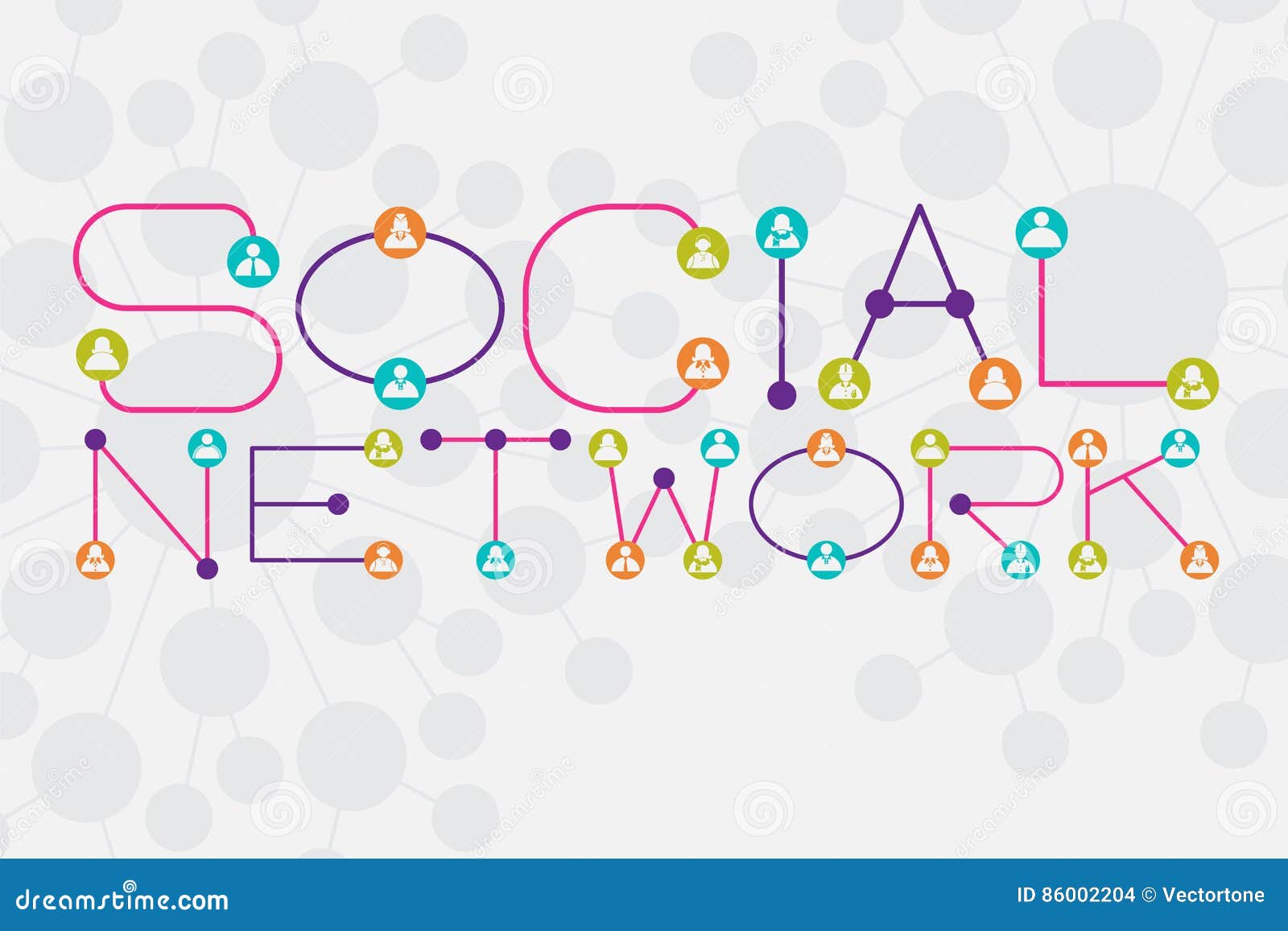 Social Network Concept Using Dot and Connecting Line Font Style. Stock ...