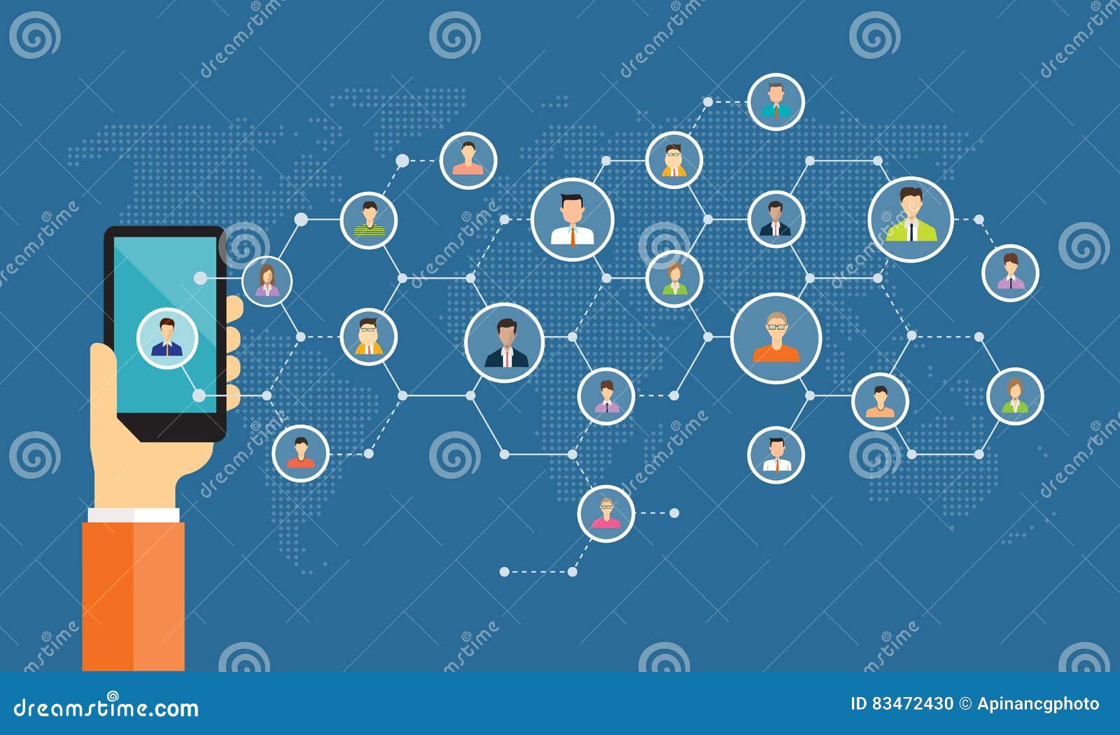 Social Network Connection for Online Business Background Stock Vector ...