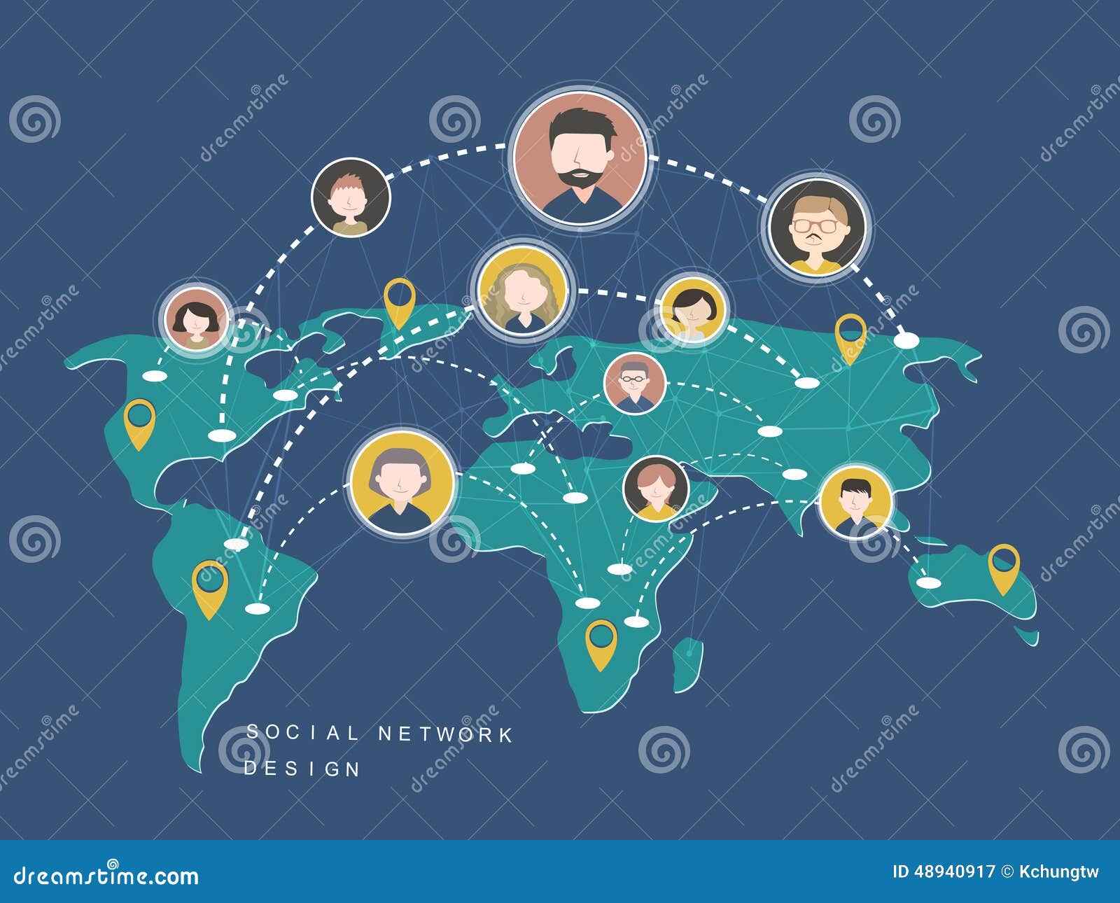 Social Network Design in Flat Style Stock Vector - Illustration of ...