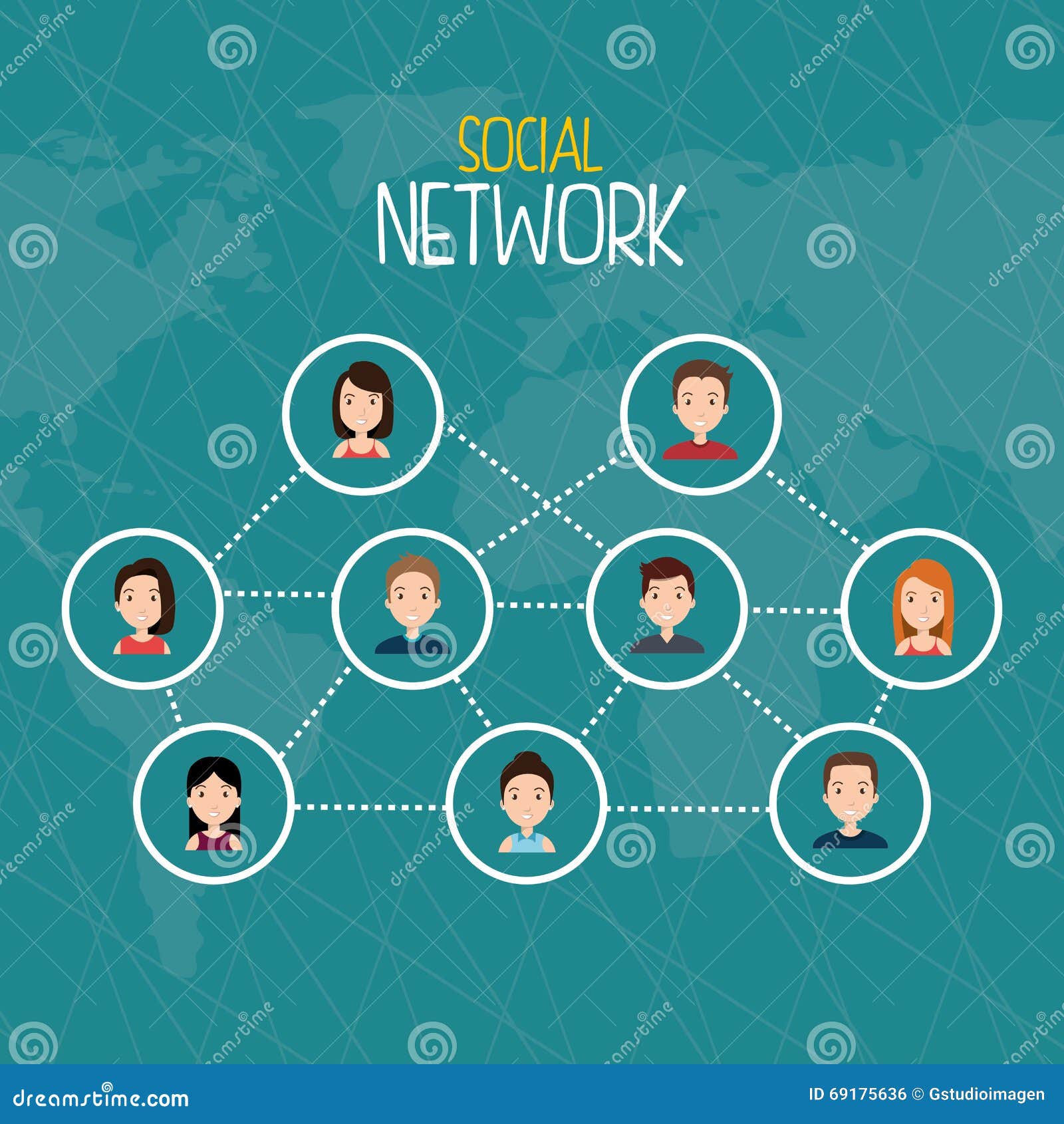 Social network design stock illustration. Illustration of female - 69175636