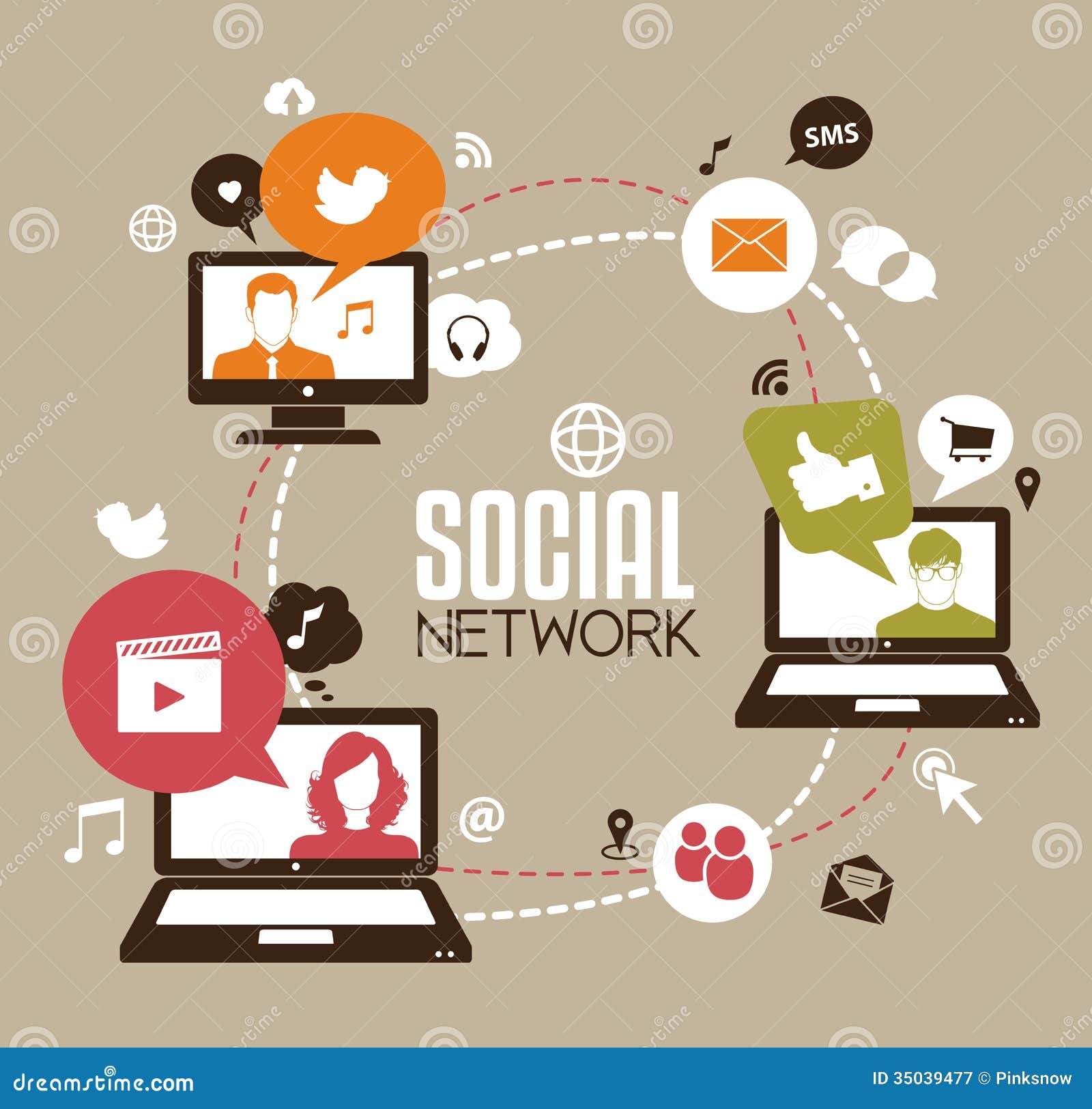 Social network stock illustration. Illustration of connection - 35039477
