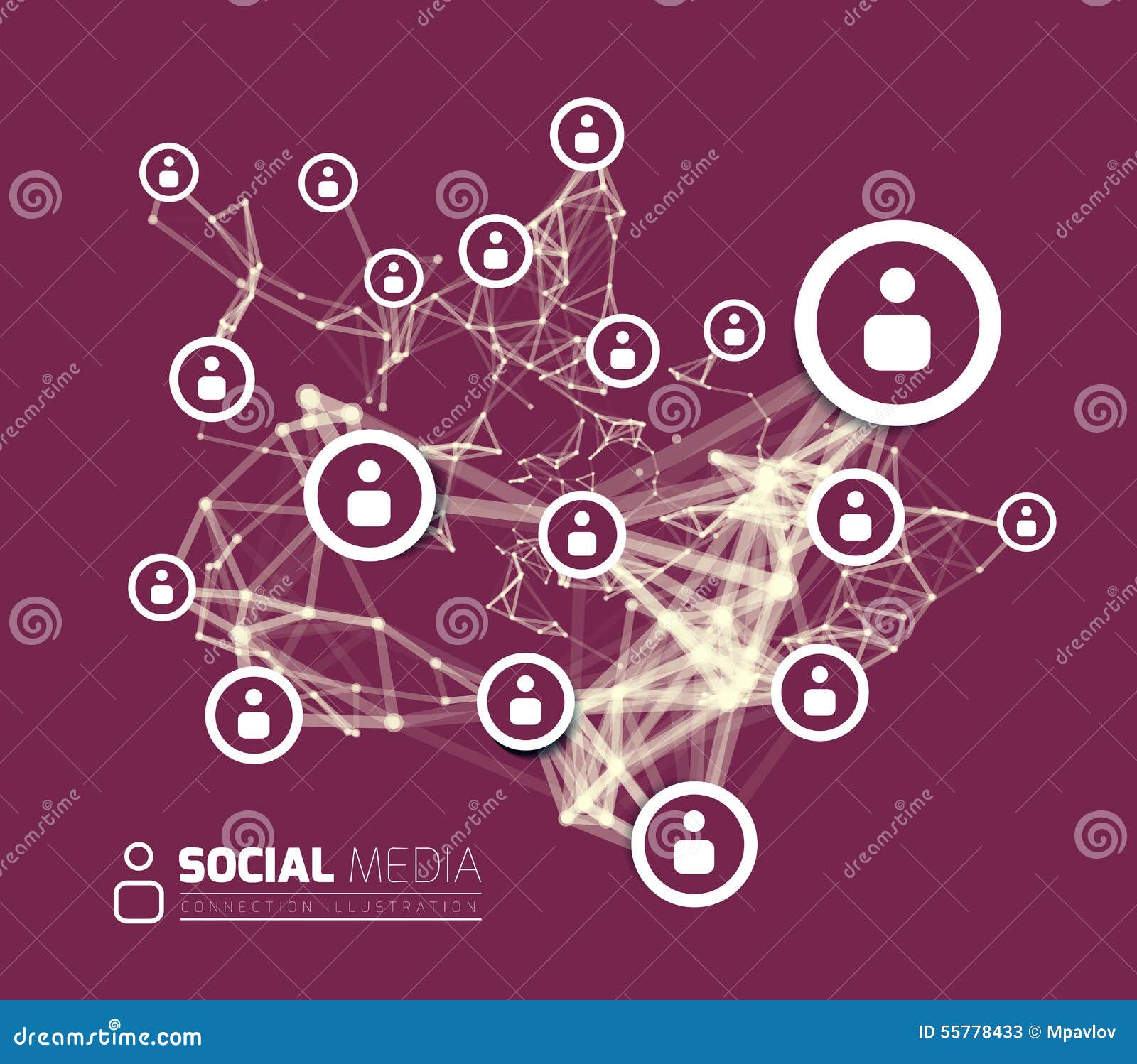 Social Network with Dot Connected by Lines Stock Vector - Illustration ...