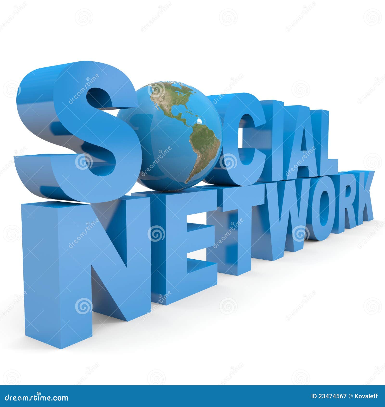 Social Network. Earth Globe Replacing Letter O. Stock Illustration ...