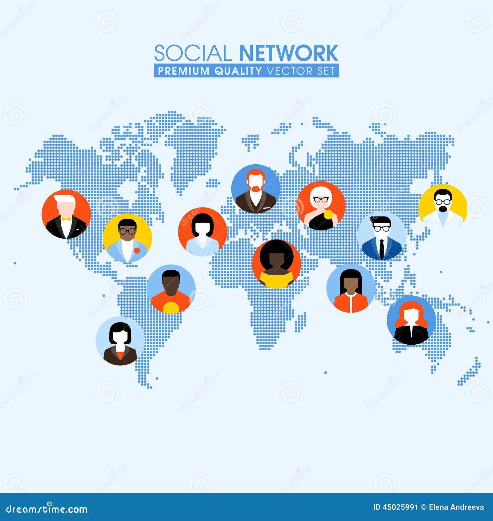 Social Network Flat Concept with Communicating People on a Map Stock ...
