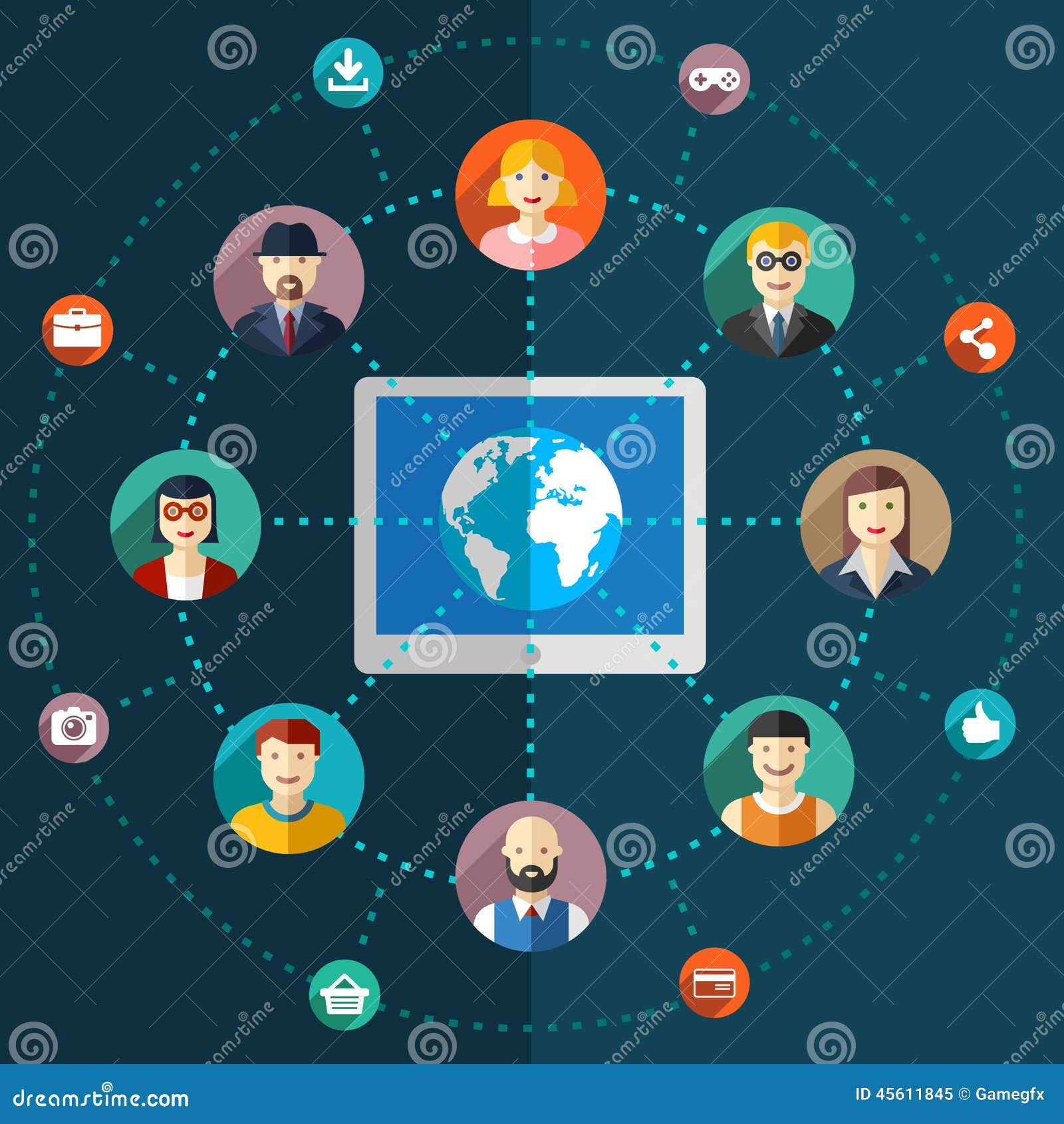 Social Network Flat Illustration with Avatars Stock Vector ...