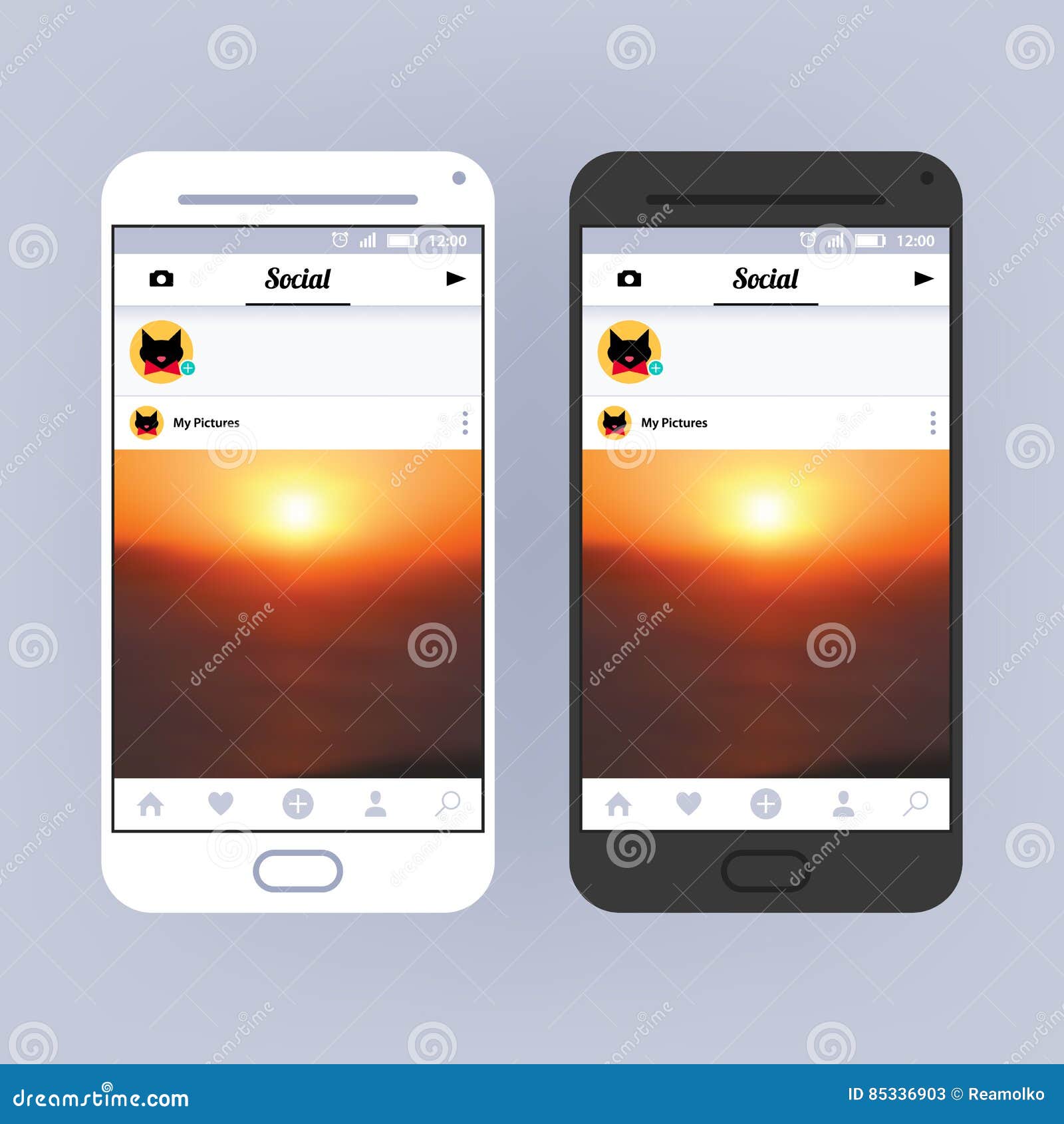 Social Network Frame. App Interface Design. Photo Sharing Application ...