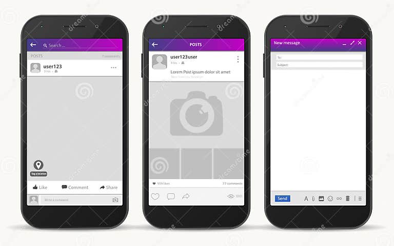 Social Network Frame, Post Messenger Template, Vector Editorial Image ...