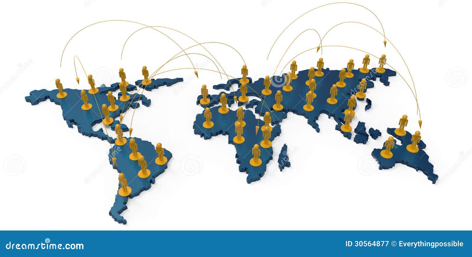 Social Network Human 3d On World Map Picture. Image: 30564877