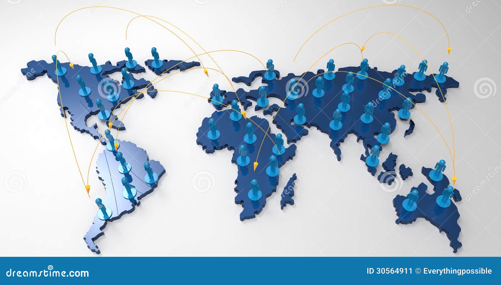 Social Network Human 3d on World Map Stock Illustration - Illustration ...