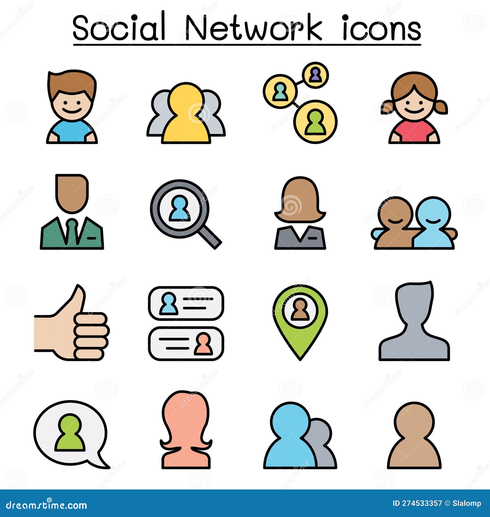 Social Network Icon Set in Fill Outline Style Stock Vector ...