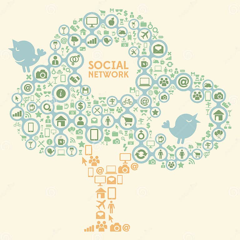 Social Network Icon Tree stock illustration. Illustration of abstract ...