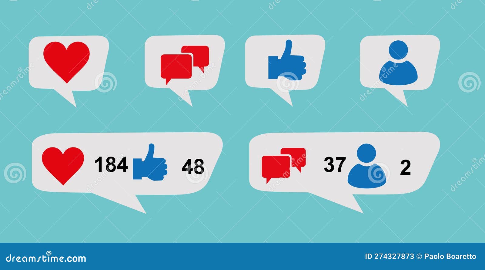Social Network Icons Pack. Like, Comment, Follow Stock Illustration ...