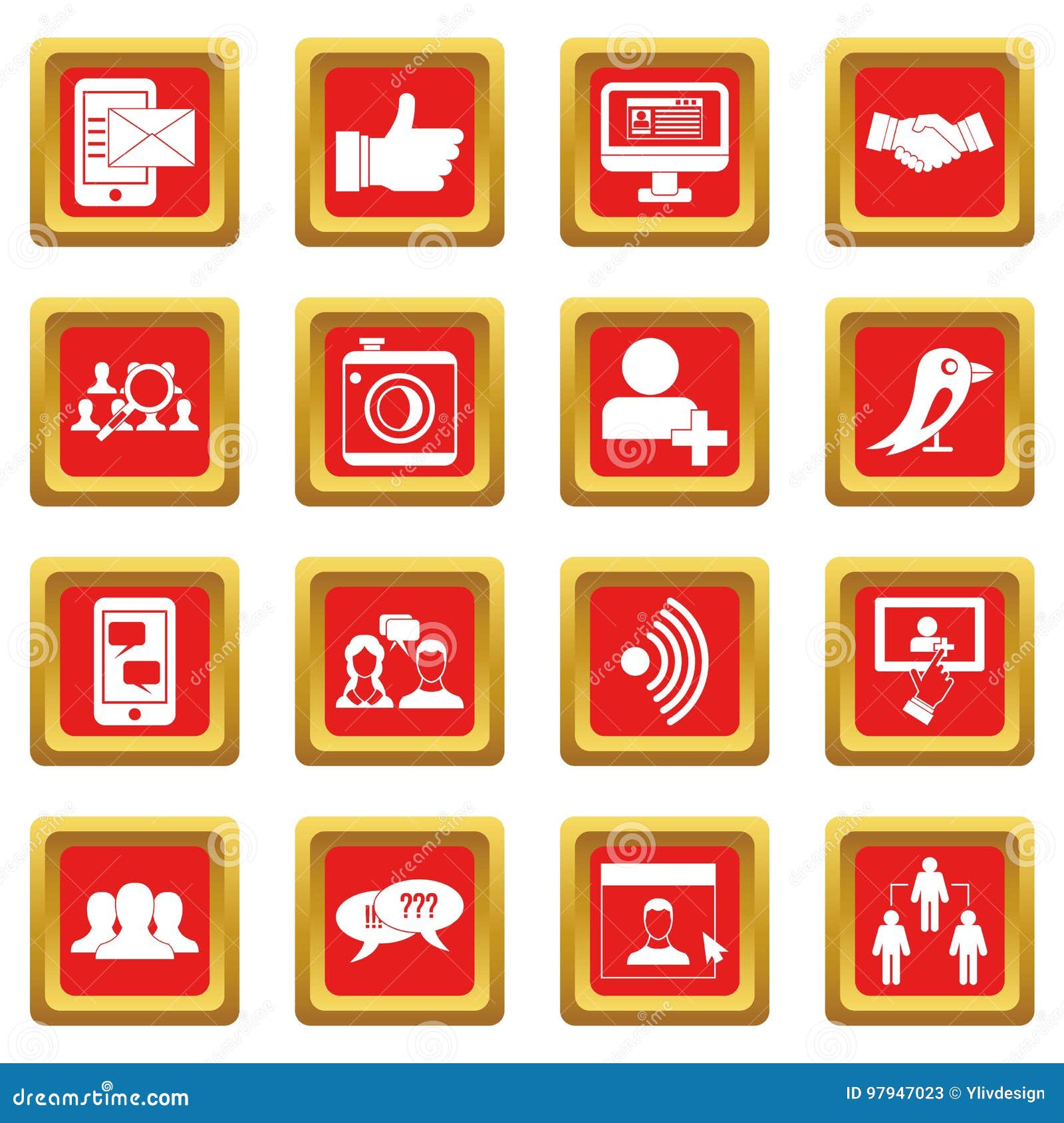 Social Network Icons Set Red Stock Vector - Illustration of ...