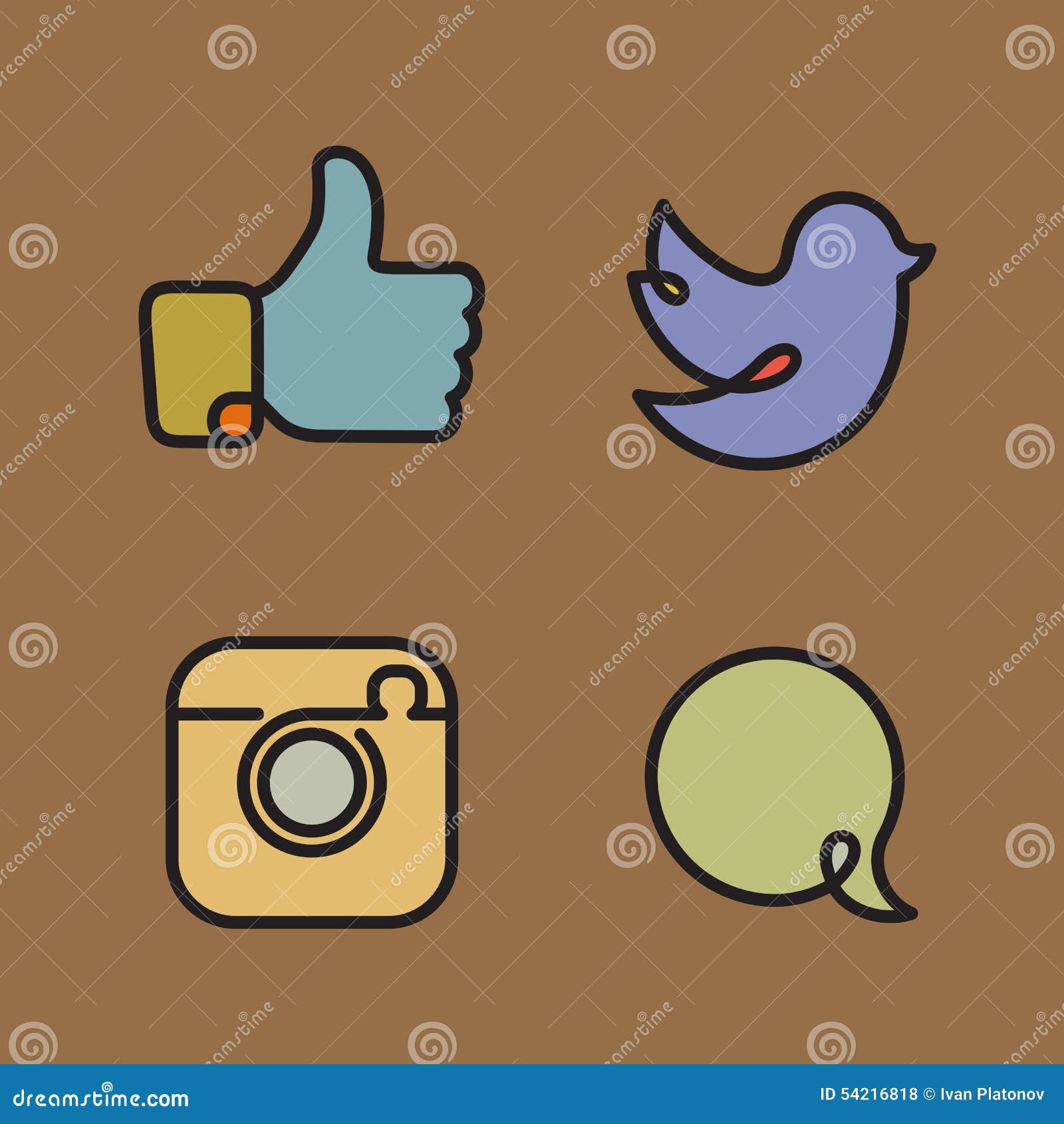 Social Network Icons and Stickers Stock Vector - Illustration of ...