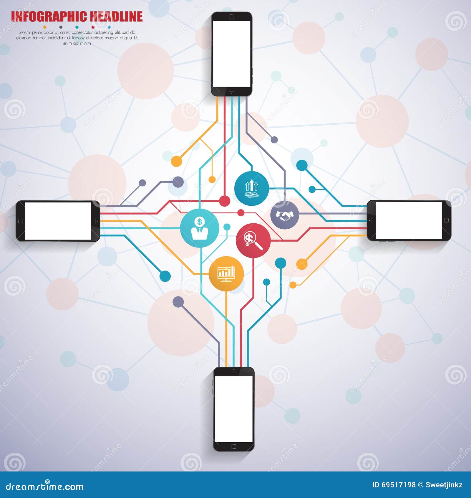 Social Network Infographics with Icons Set. Vector Stock Vector ...