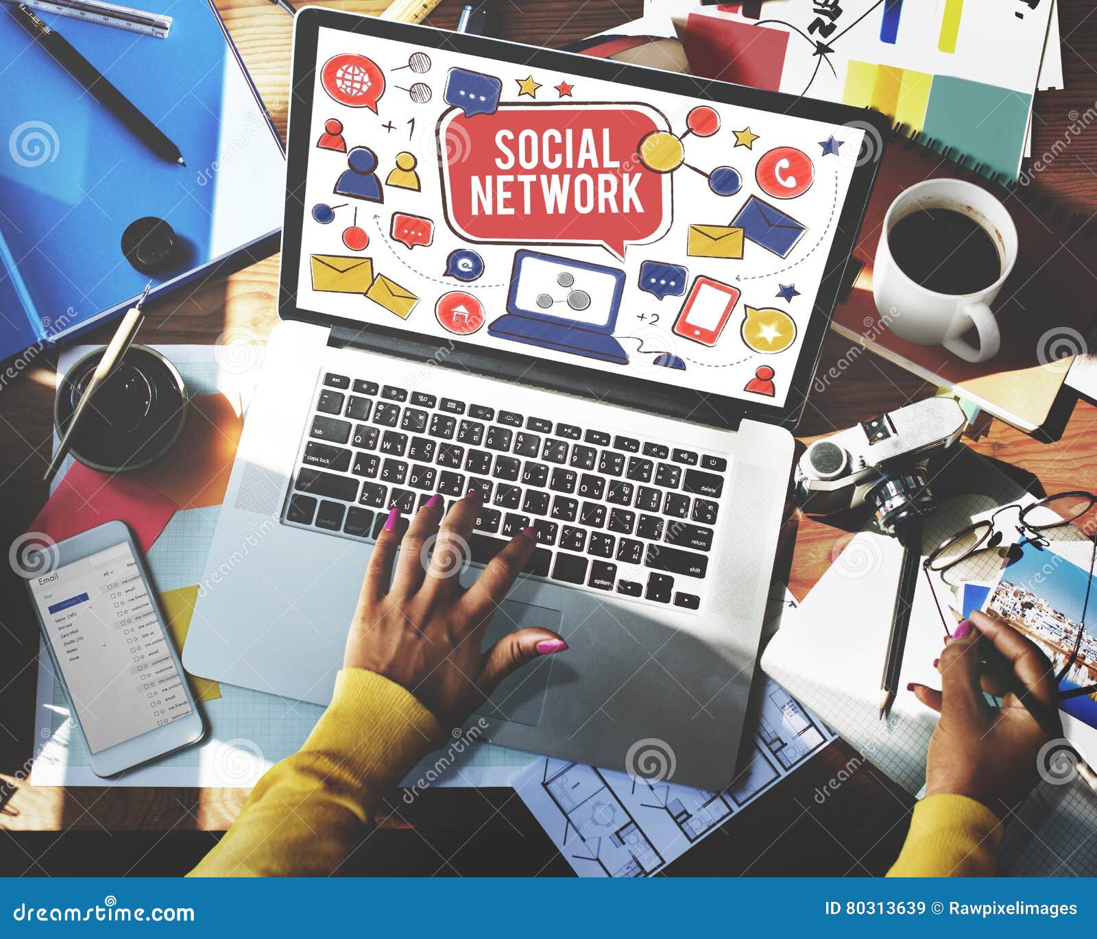 Social Network Media Communication Connection Concept Stock Image ...