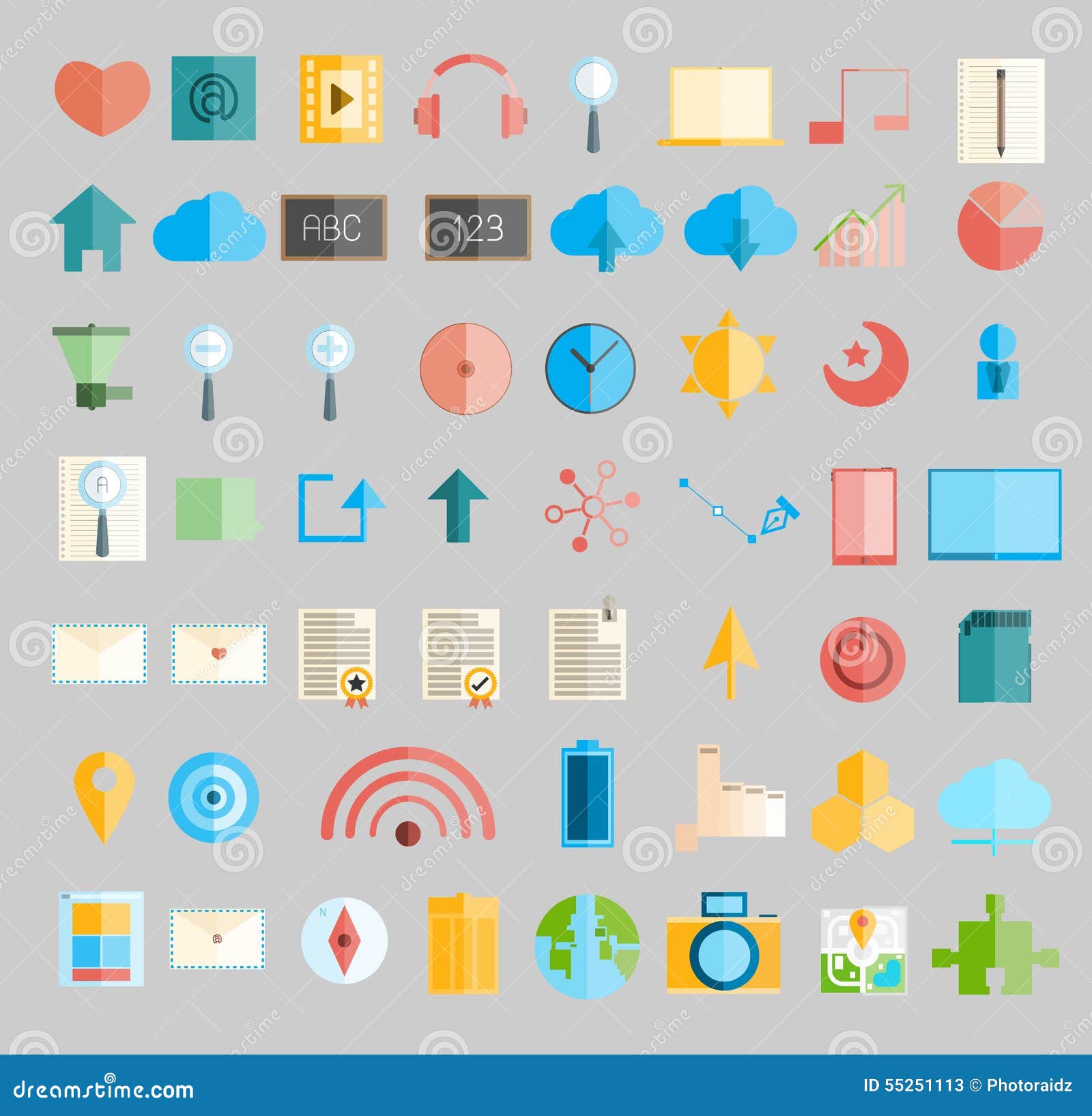 Social Network with Media Icons Stock Illustration - Illustration of ...
