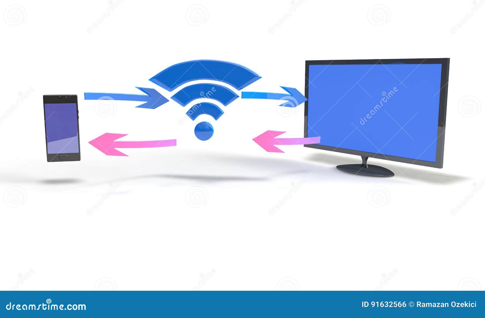 Social Network Mobile Phone Connection, 3d Render Stock Illustration ...