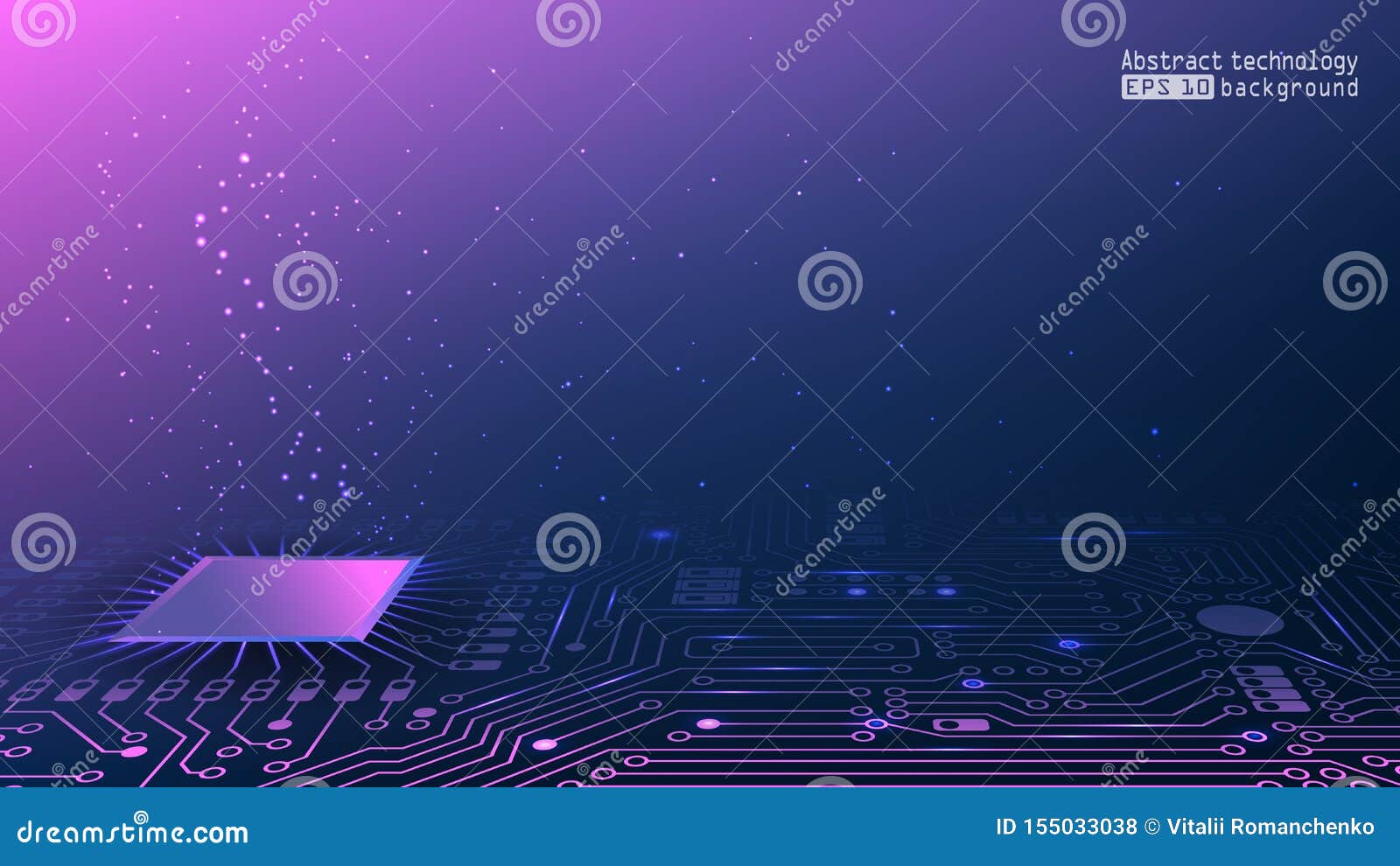 Electronic Circuits. Chips with Binary Code. Purple Technological ...