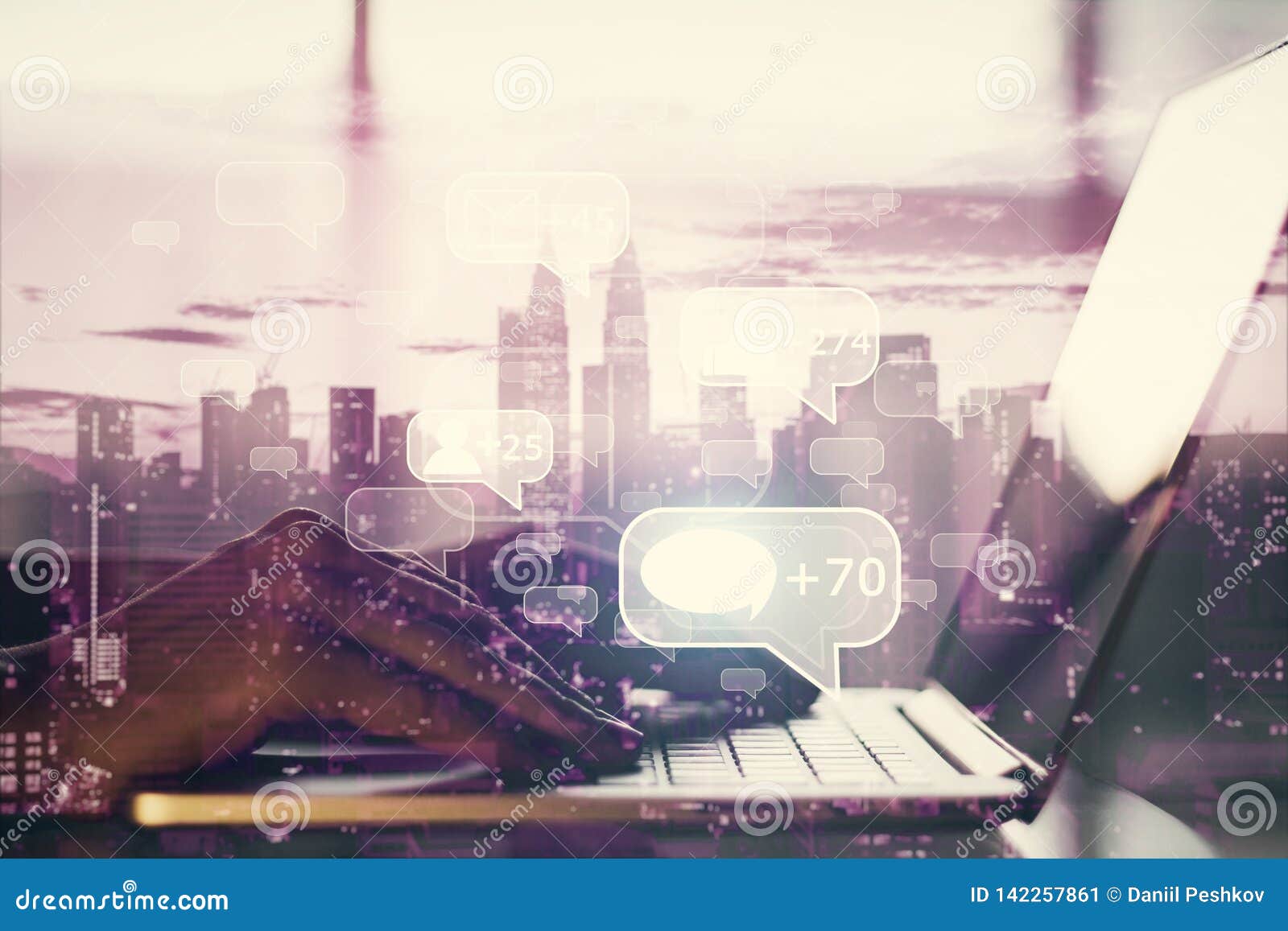 Social Network and Office Concept Stock Image - Image of desk, hands ...