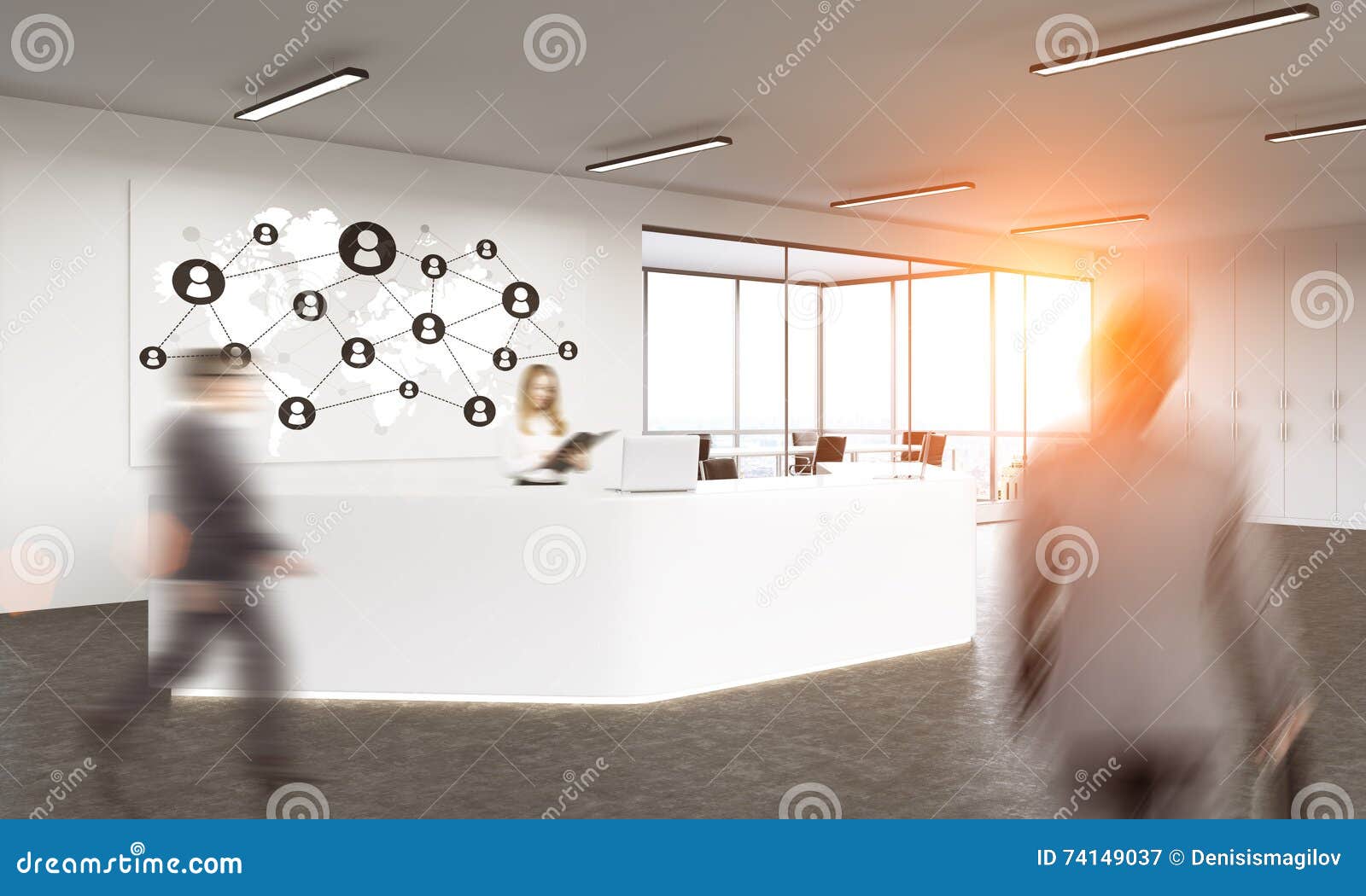 Social Network in Office Lobby Stock Image - Image of architecture ...