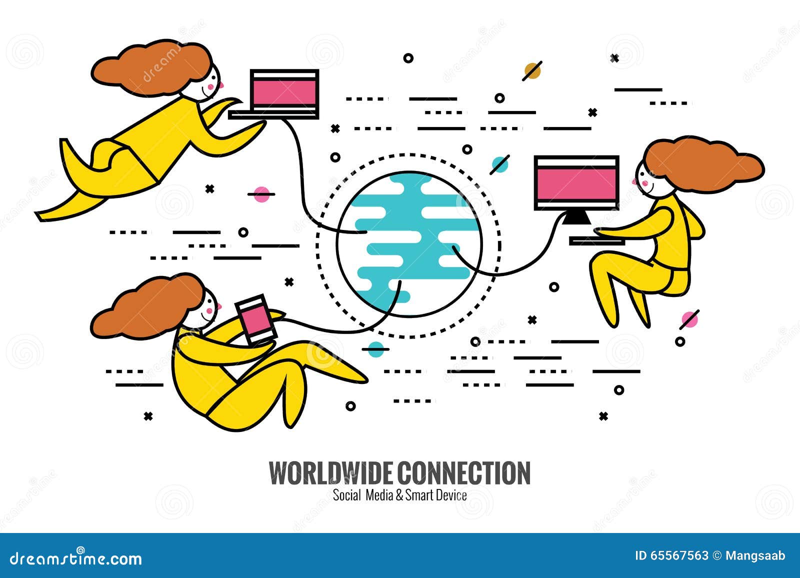 Social Network. People World Wide Connect with Smart Device. Stock ...