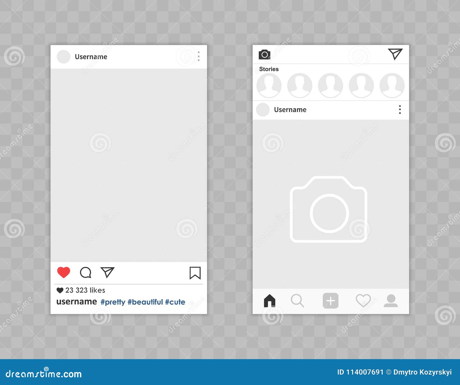 Social Network Photo Frame App Interface. Vector Illustration on ...