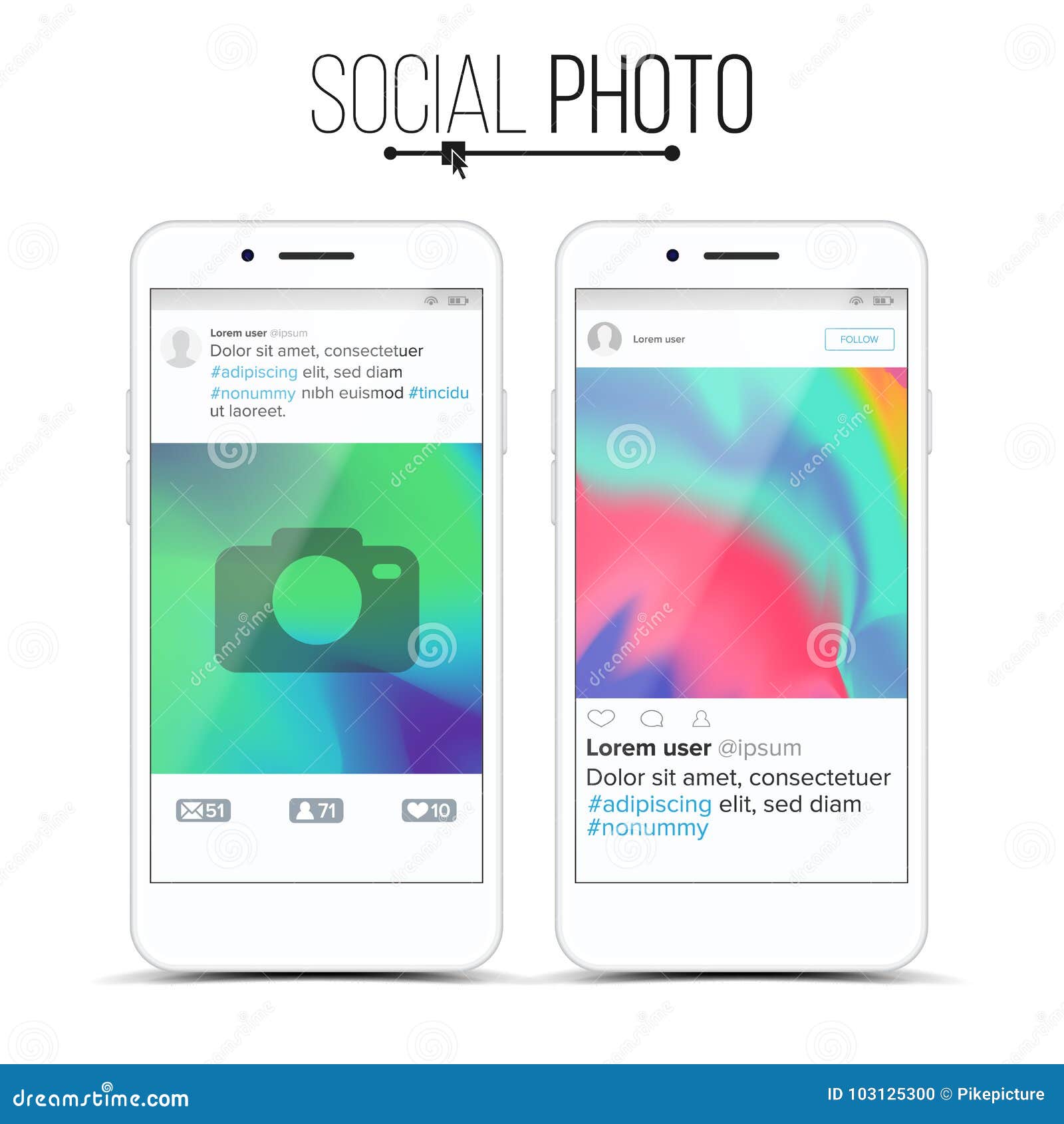 Social Network Photo Frame Vector. Modern Application Concept. Mobile ...