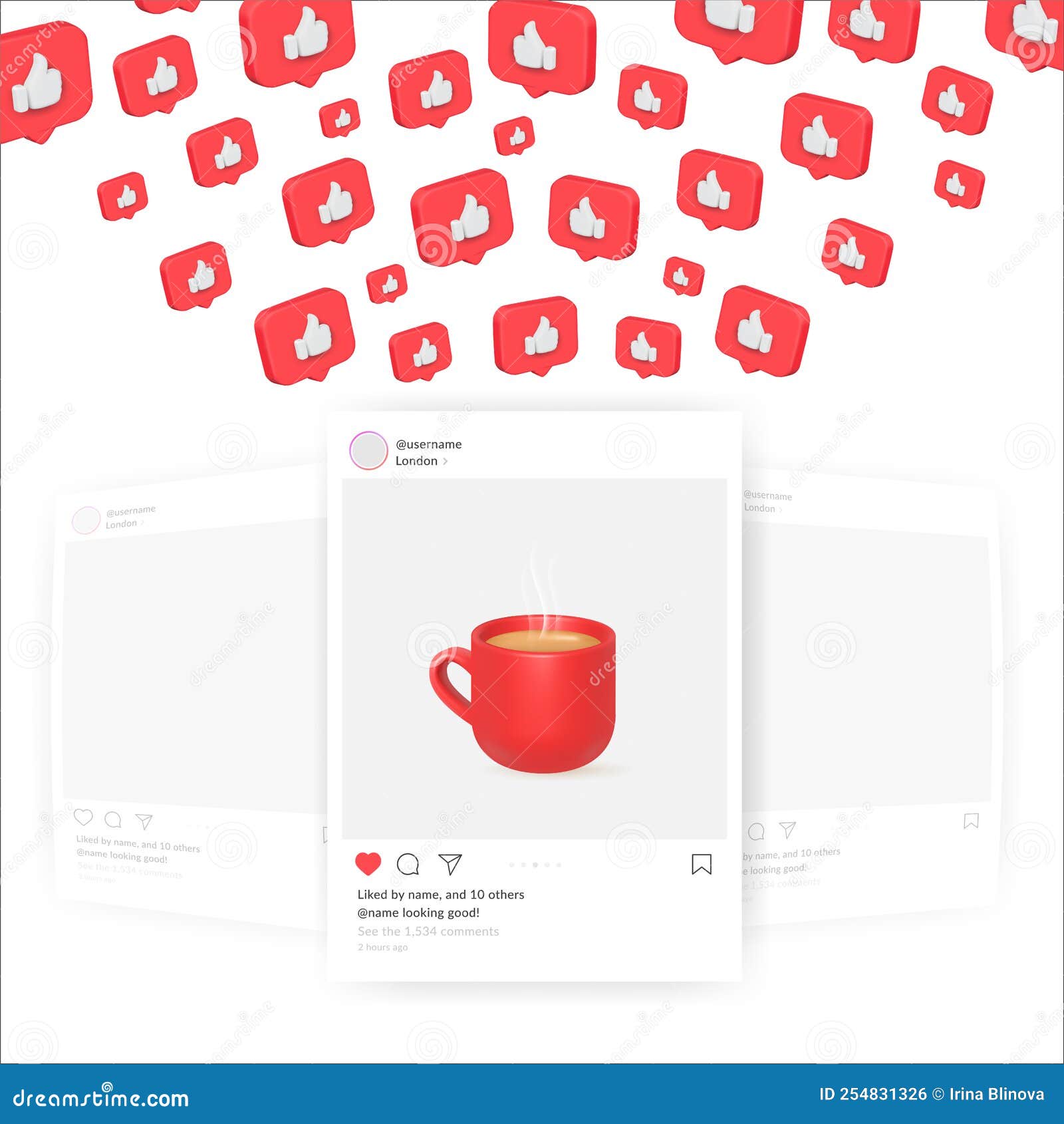 Social Network Profile. Mockup with Red Cup. Internet Communication and ...