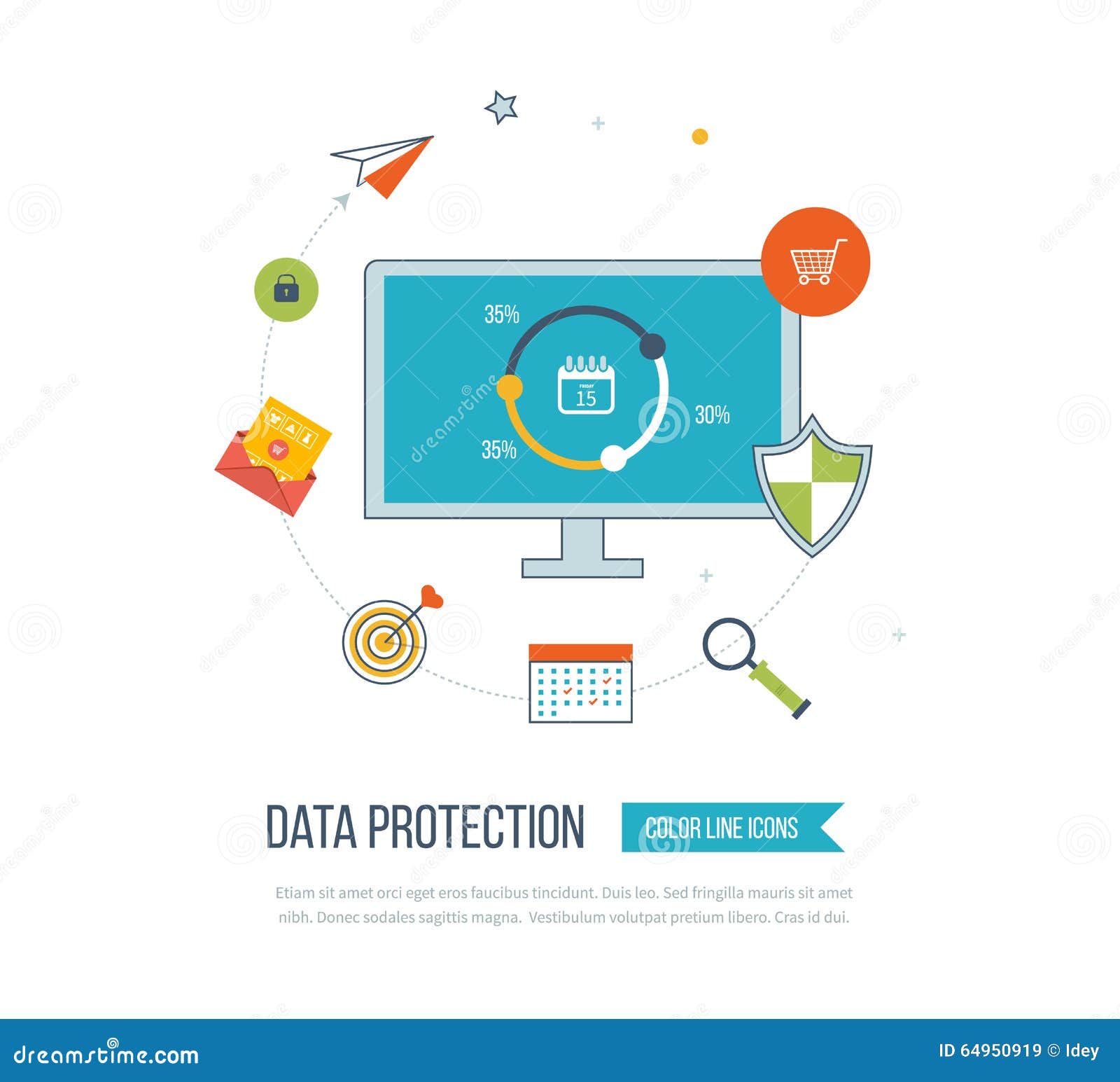 Social Network Security and Data Protection Stock Vector - Illustration ...