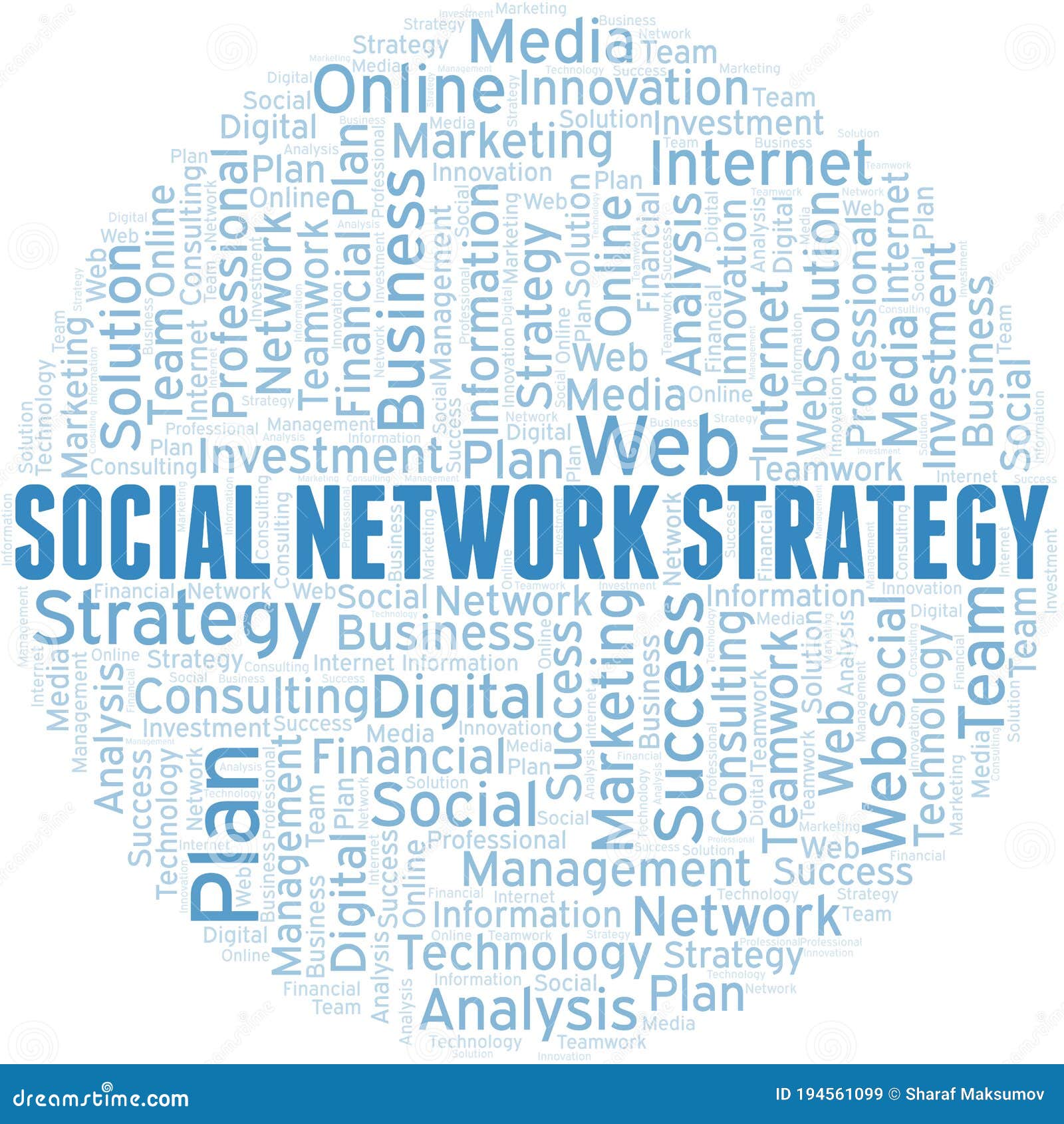 Social Network Strategy Word Cloud Create with Text only. Stock ...