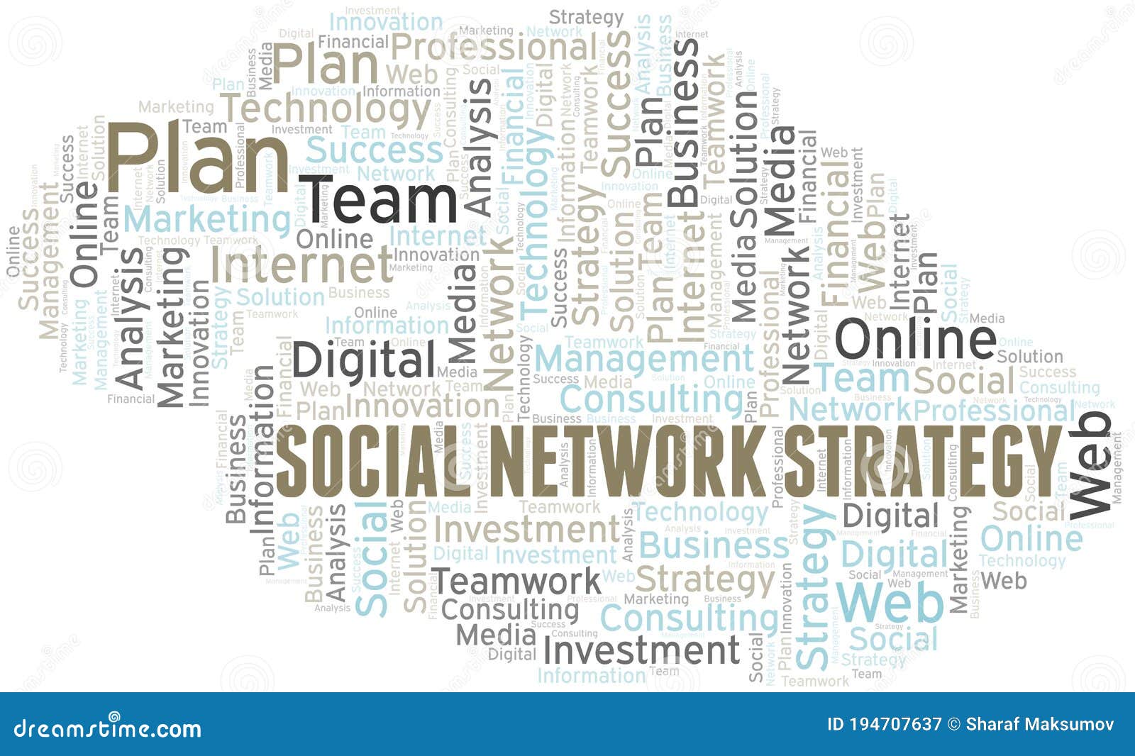 Social Network Strategy Word Cloud Create with Text only. Stock ...