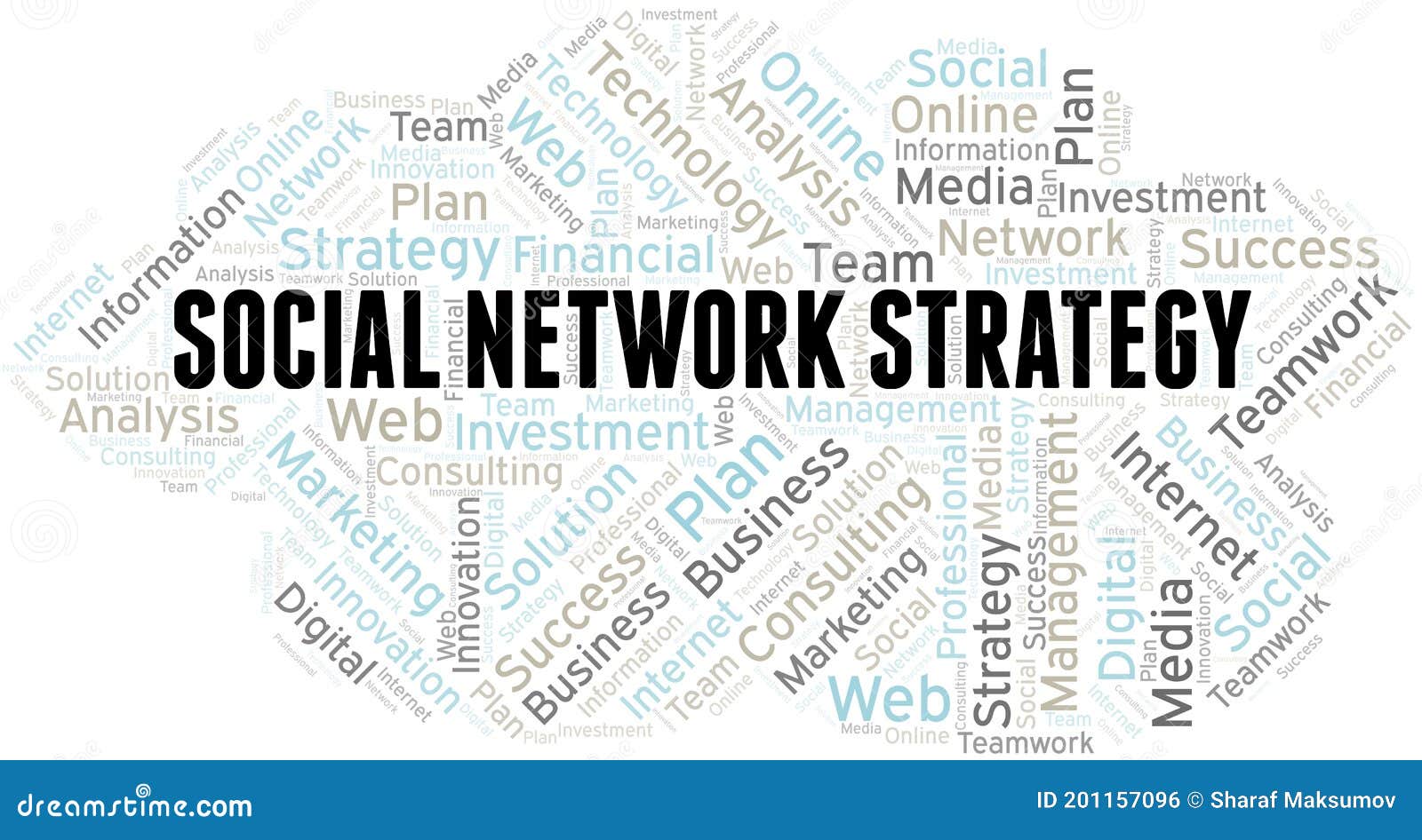 Social Network Strategy Word Cloud Create with Text only. Stock ...