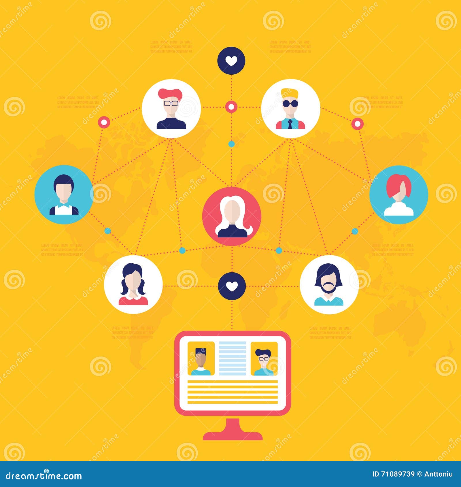 Social Network Technology Concept Computer and User Communications on ...