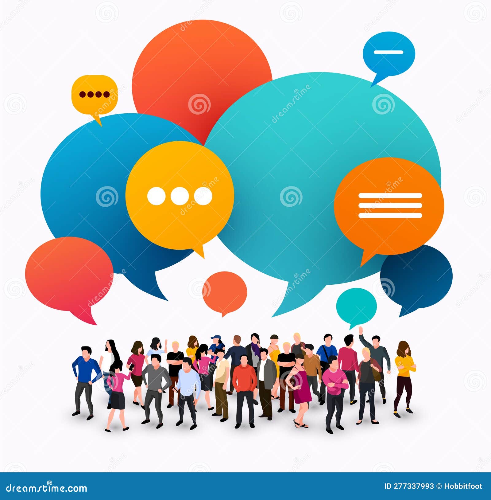 Social Network Template. Group of Young People Characters Chatting and ...