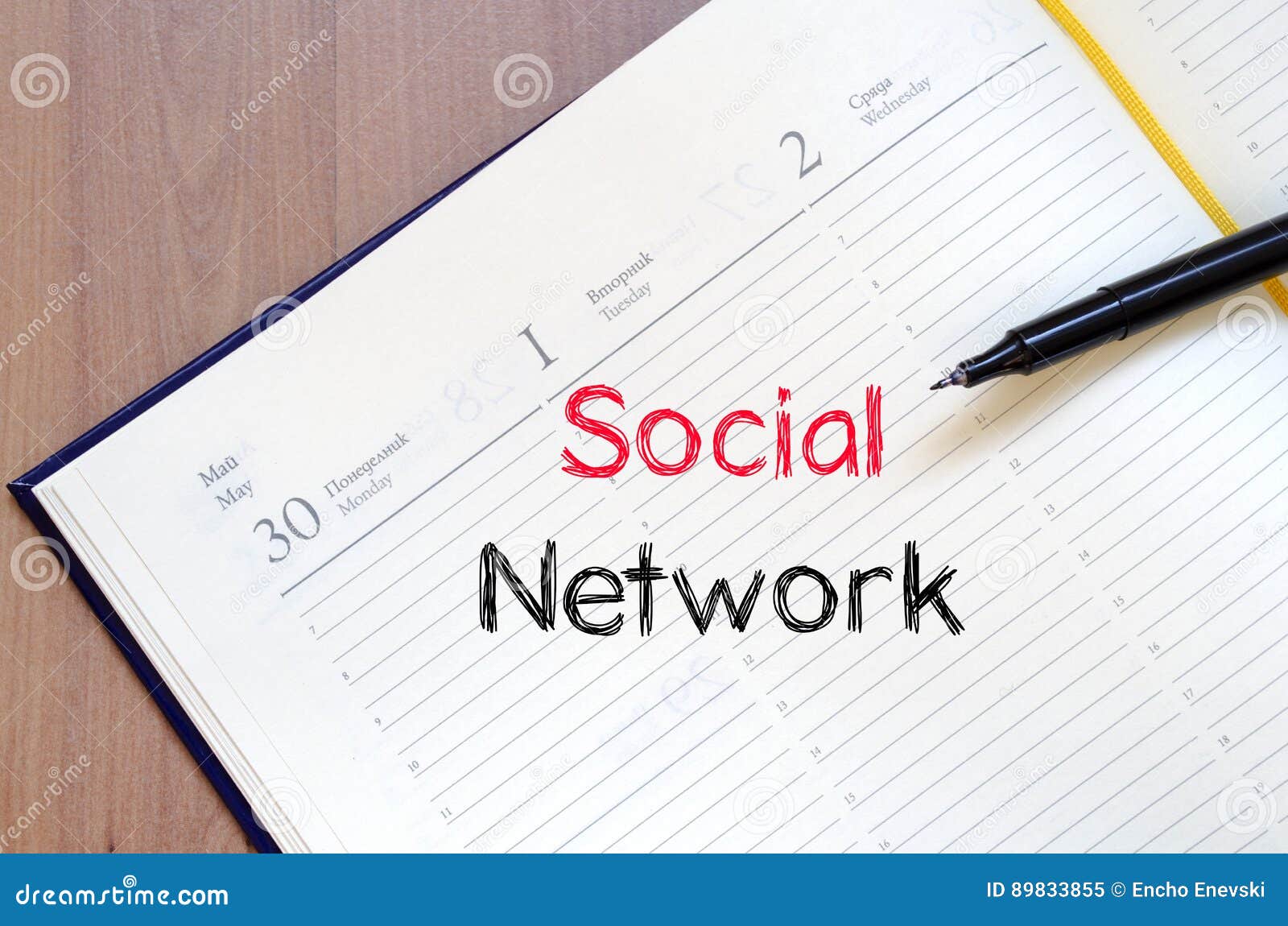 Social Network Text Concept on Notebook Stock Image - Image of pencil ...