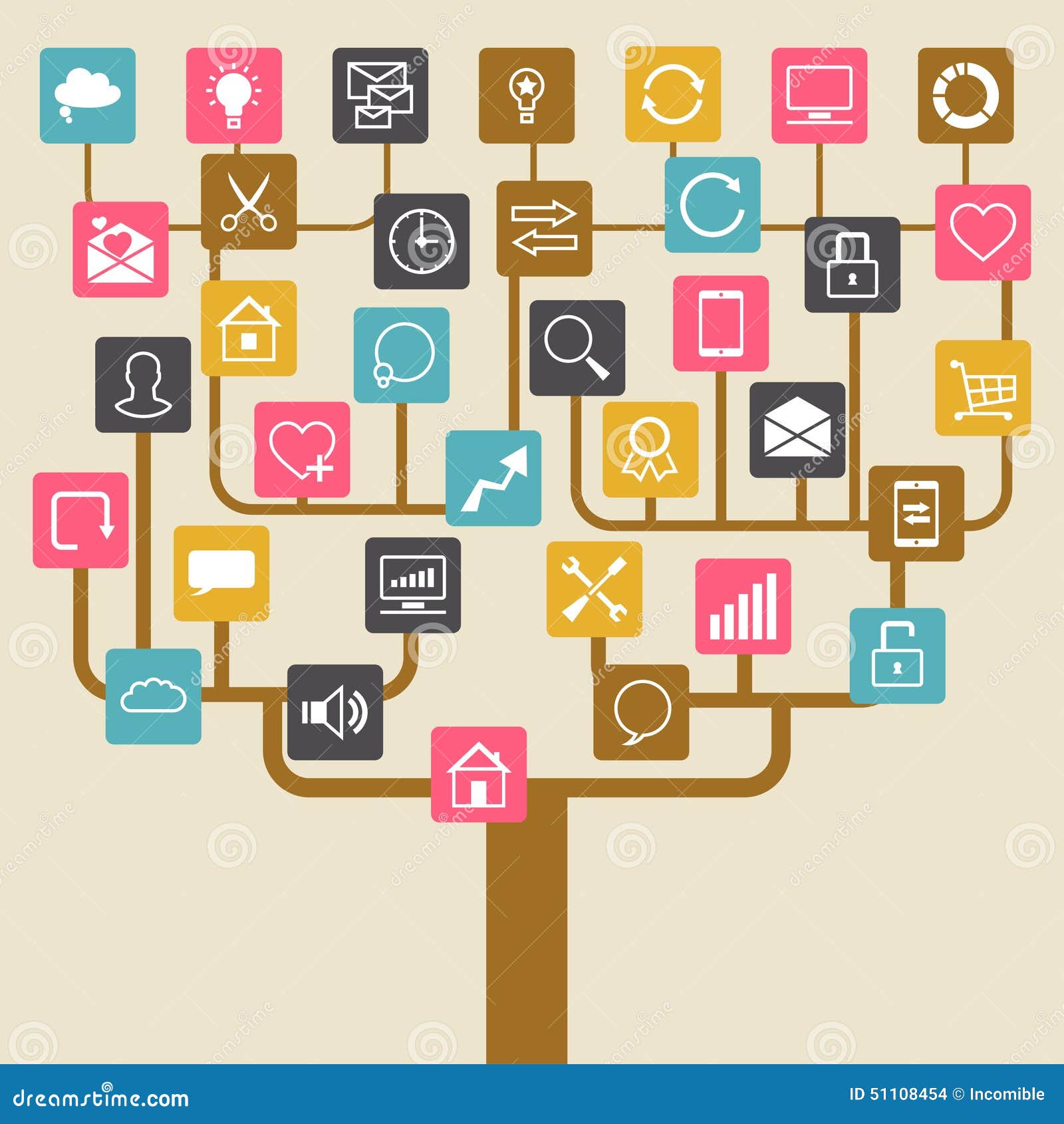 Social Network Tree Background of SEO Internet Stock Vector ...