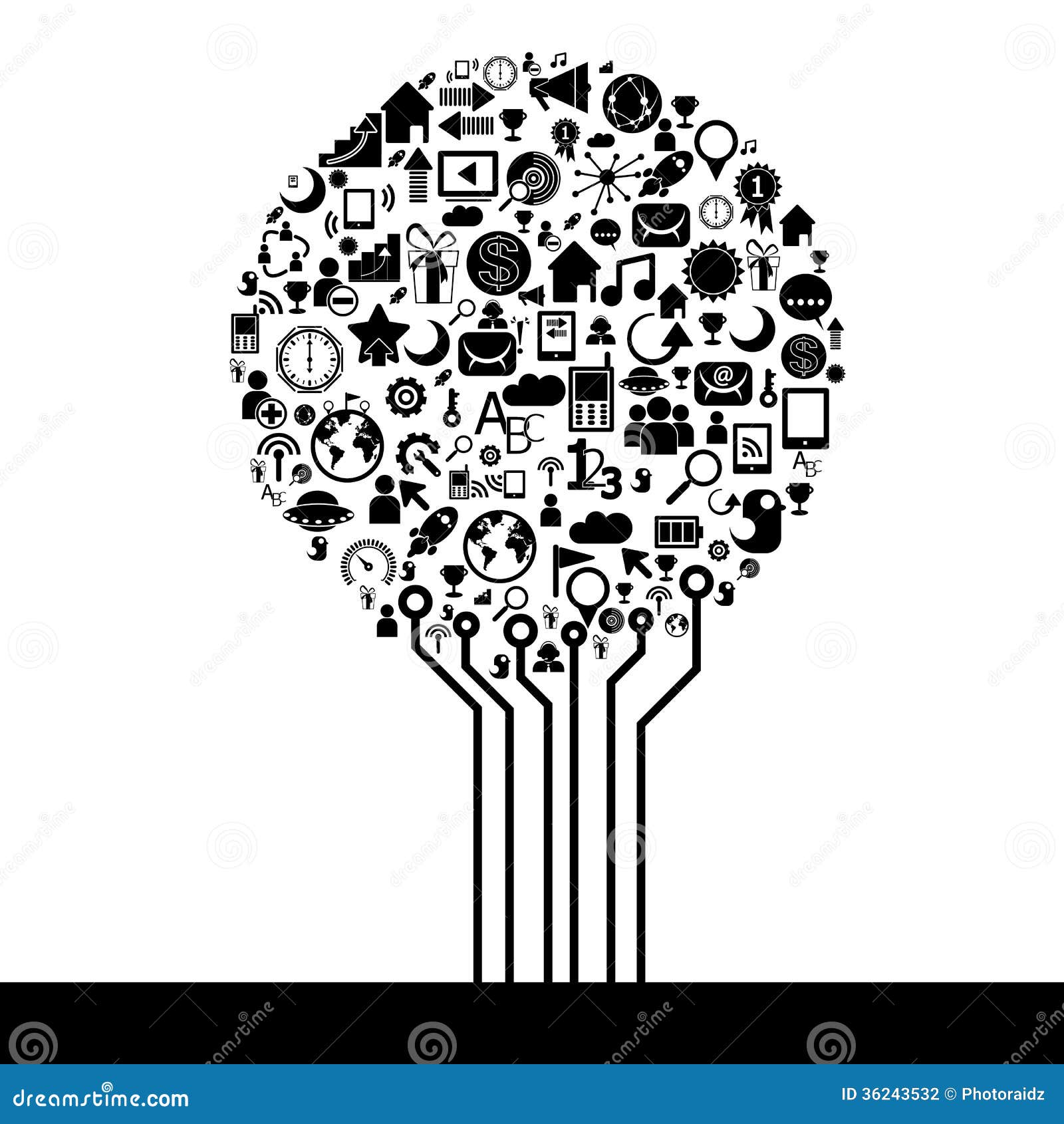 Network Tree Brain Vector Illustration | CartoonDealer.com #91890298