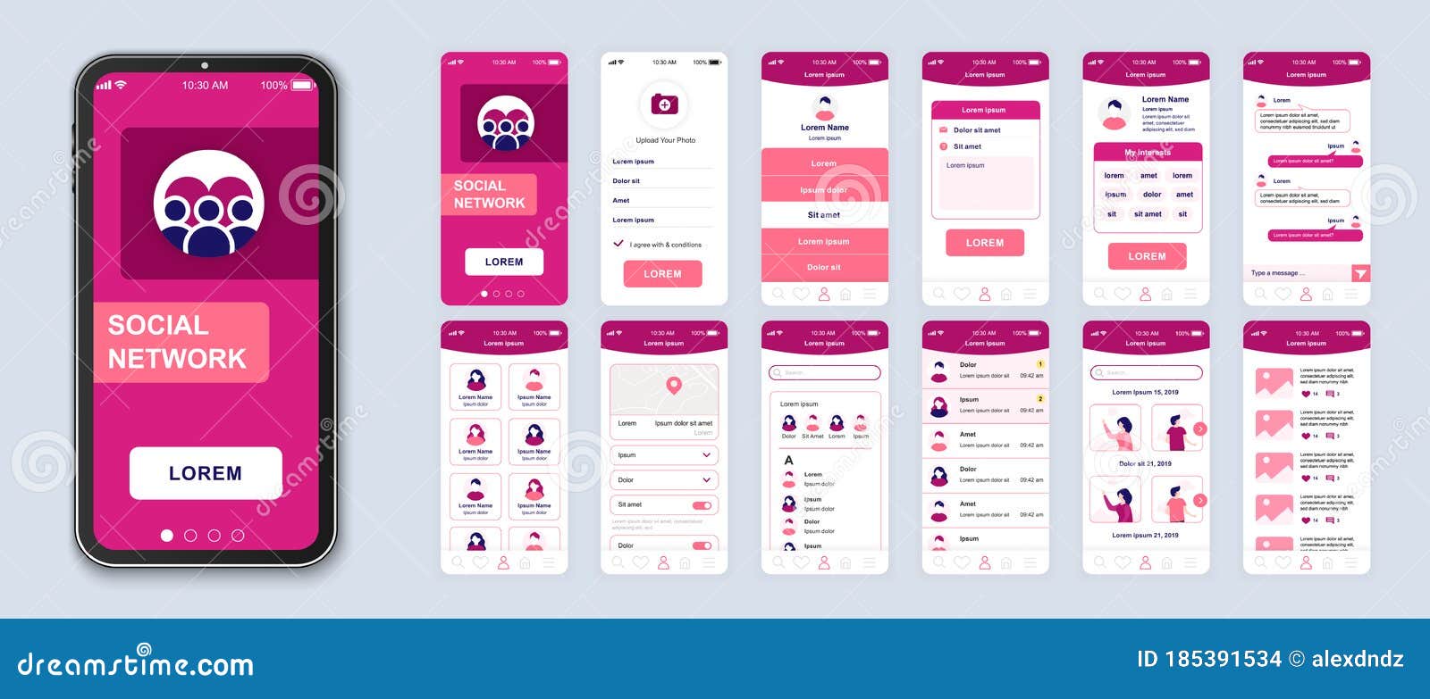 Social Network Ui Smartphone Interface Vector Stock Vector