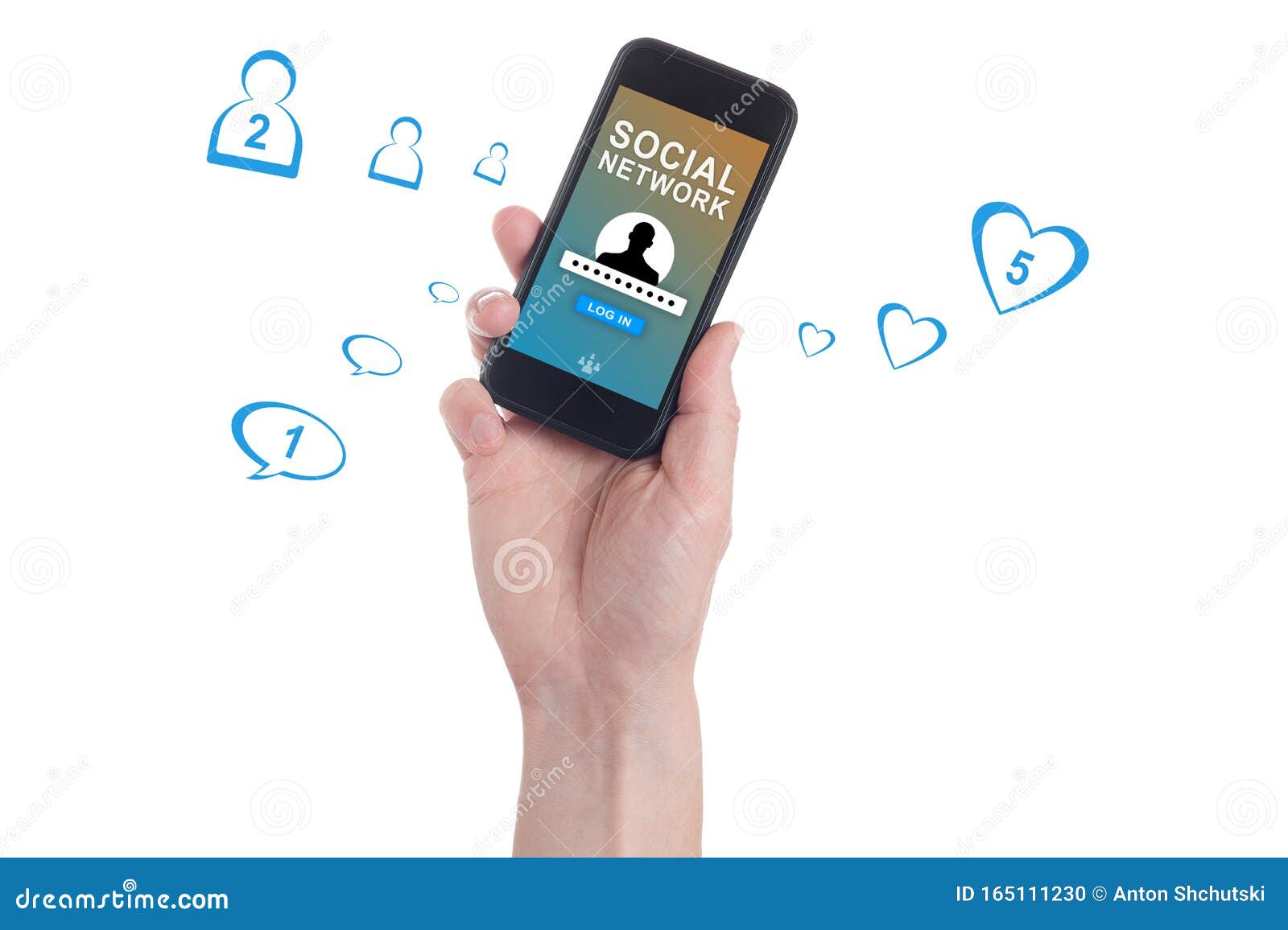 Social Network User Profile Mock Up on Screen Smartphone Stock Photo ...