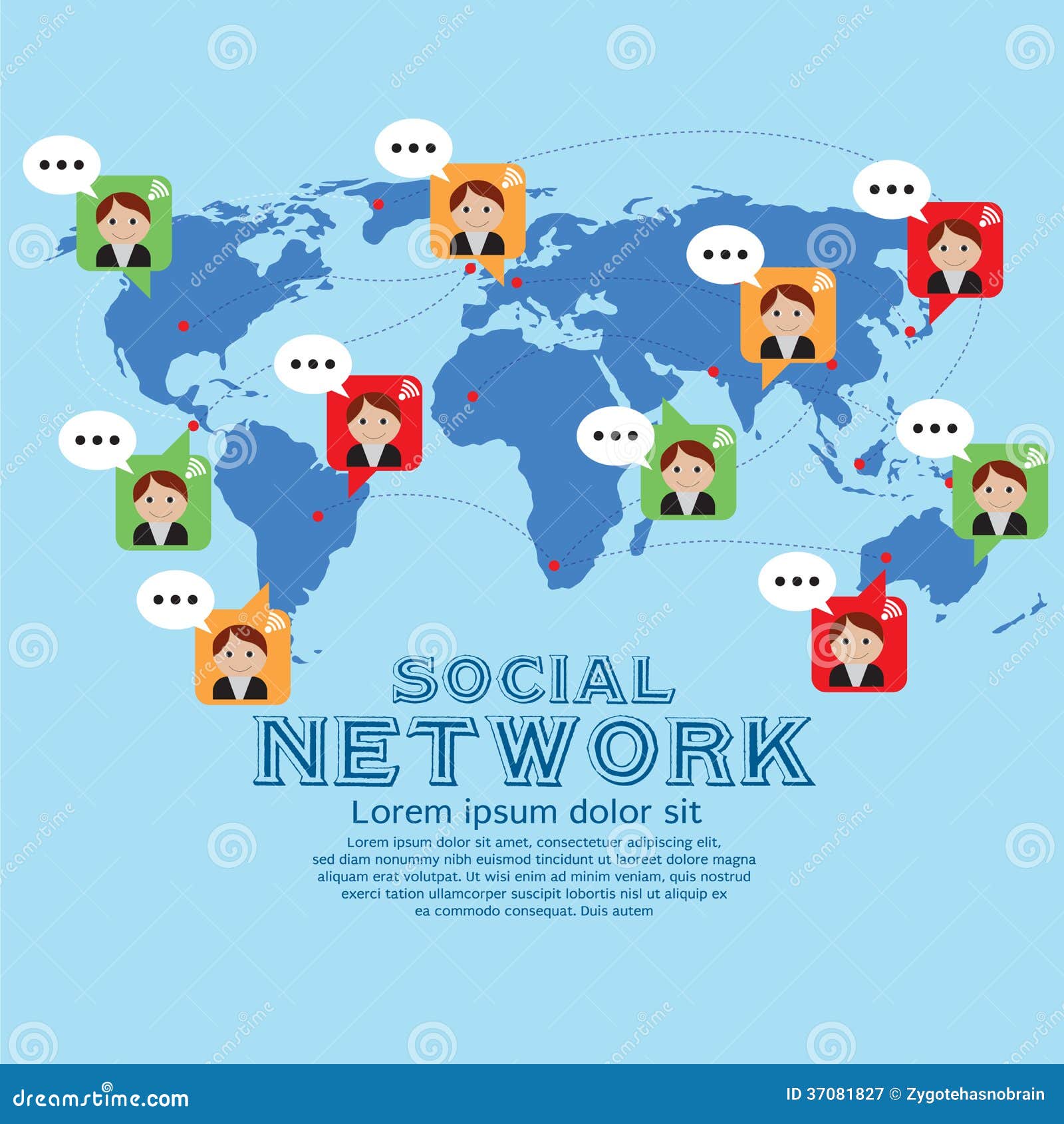 Social Network. stock vector. Illustration of communication - 37081827