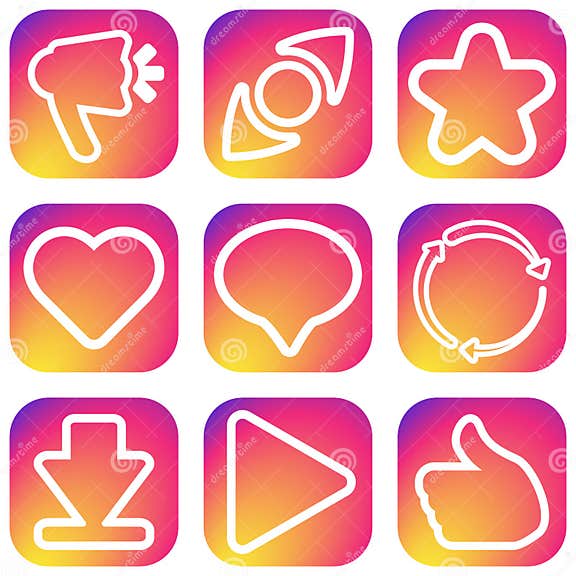 Social Network Vector Outline Icons. Stock Vector - Illustration of ...