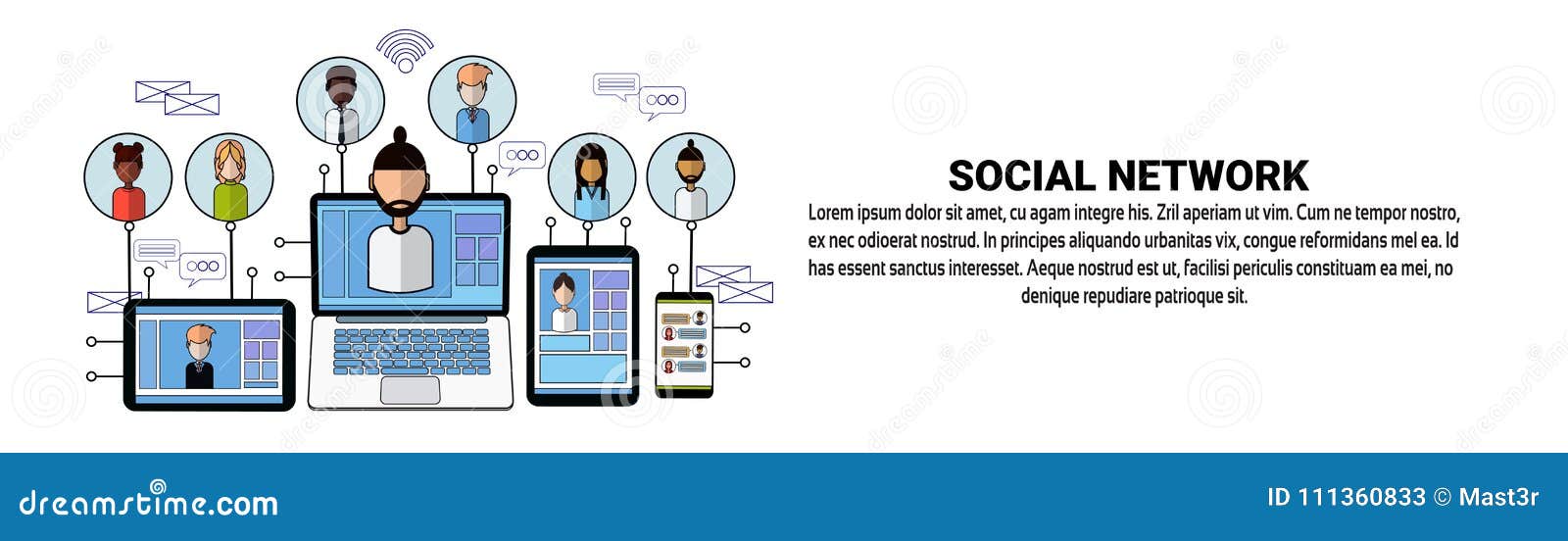 Social Network Web Banner with Copy Space Business Networking ...