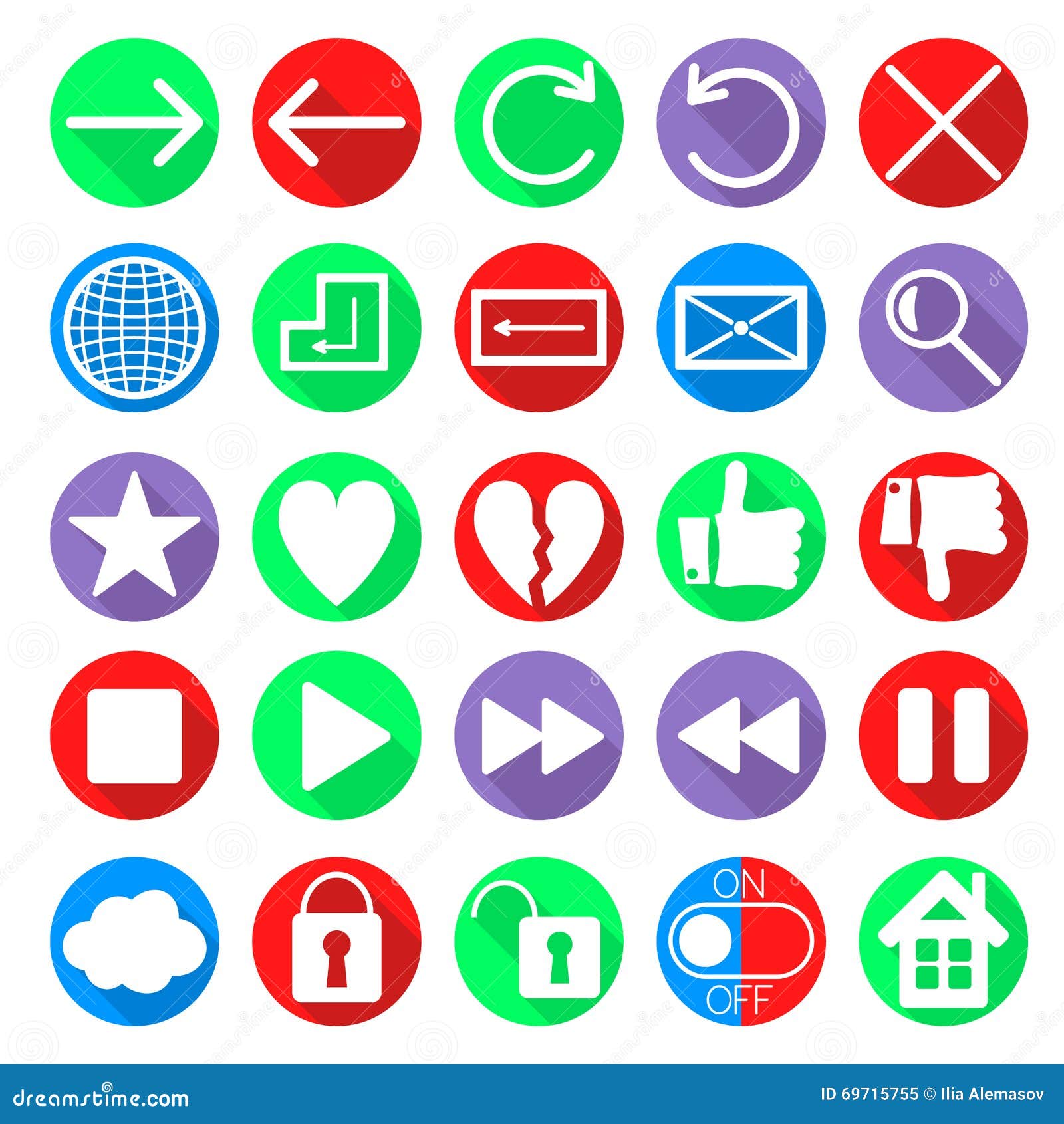 Social Network Web Navigation Icons Set Stock Vector - Illustration of ...