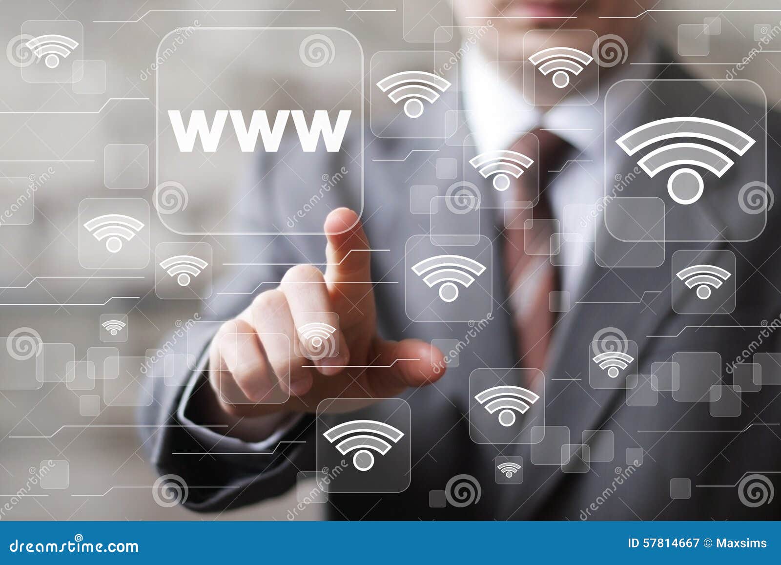 Social Network Wifi Businessman Presses Web Button Www Icon Stock Image ... Social Network Wifi Businessman Presses Web Button Www Icon Stock Image ...